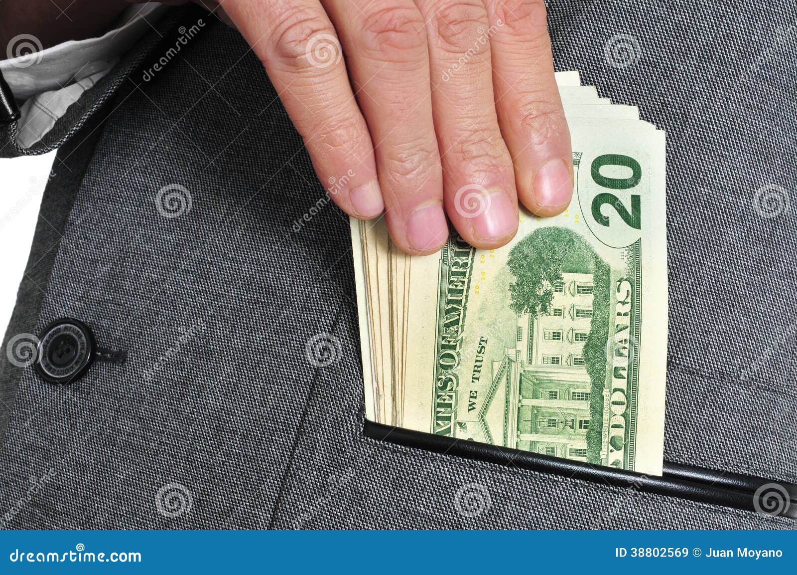 Dollar bills in the pocket stock image. Image of cash - 38802569