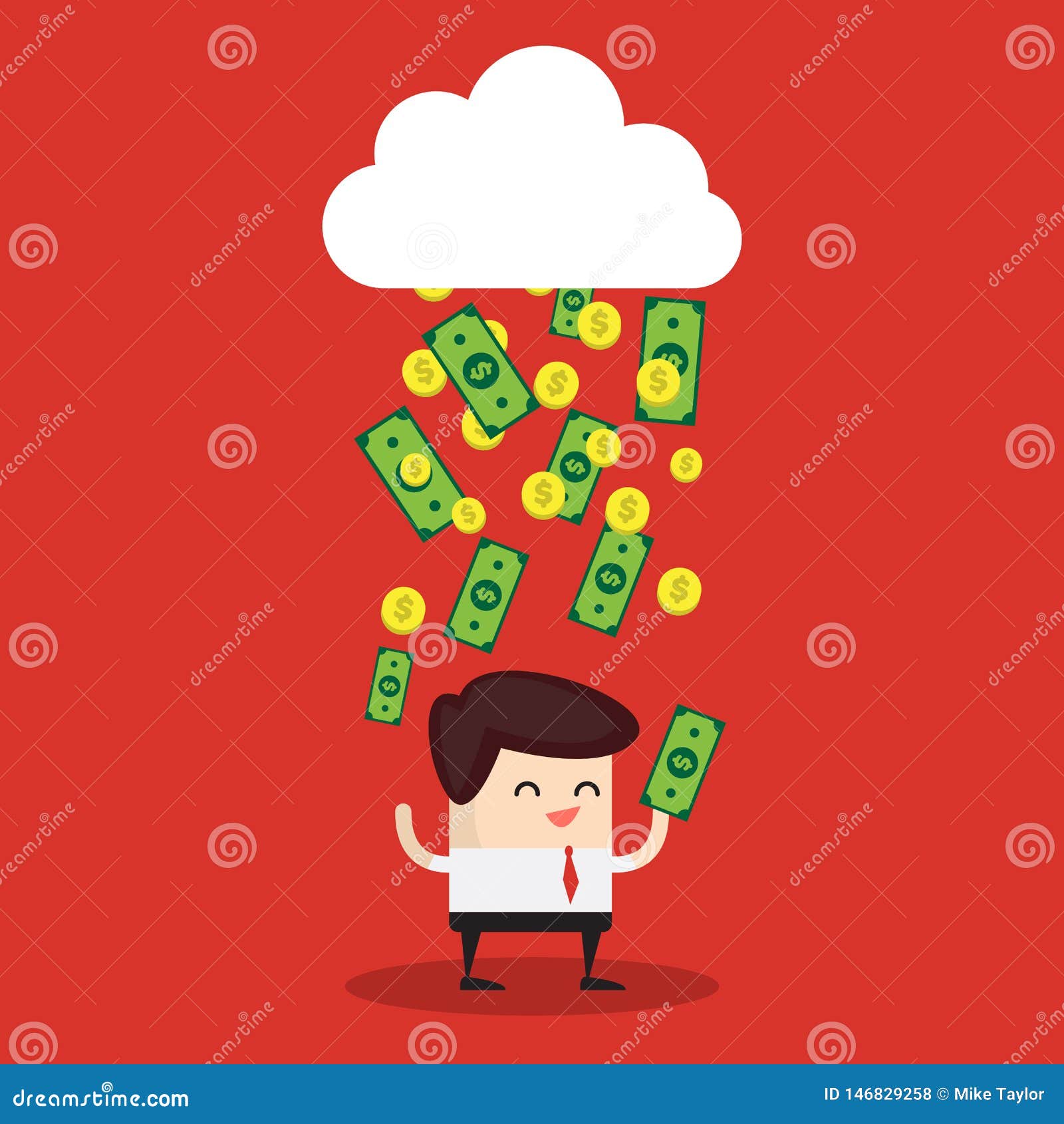 Dollar Bills Raining from a Cloud Stock Vector - Illustration of ...