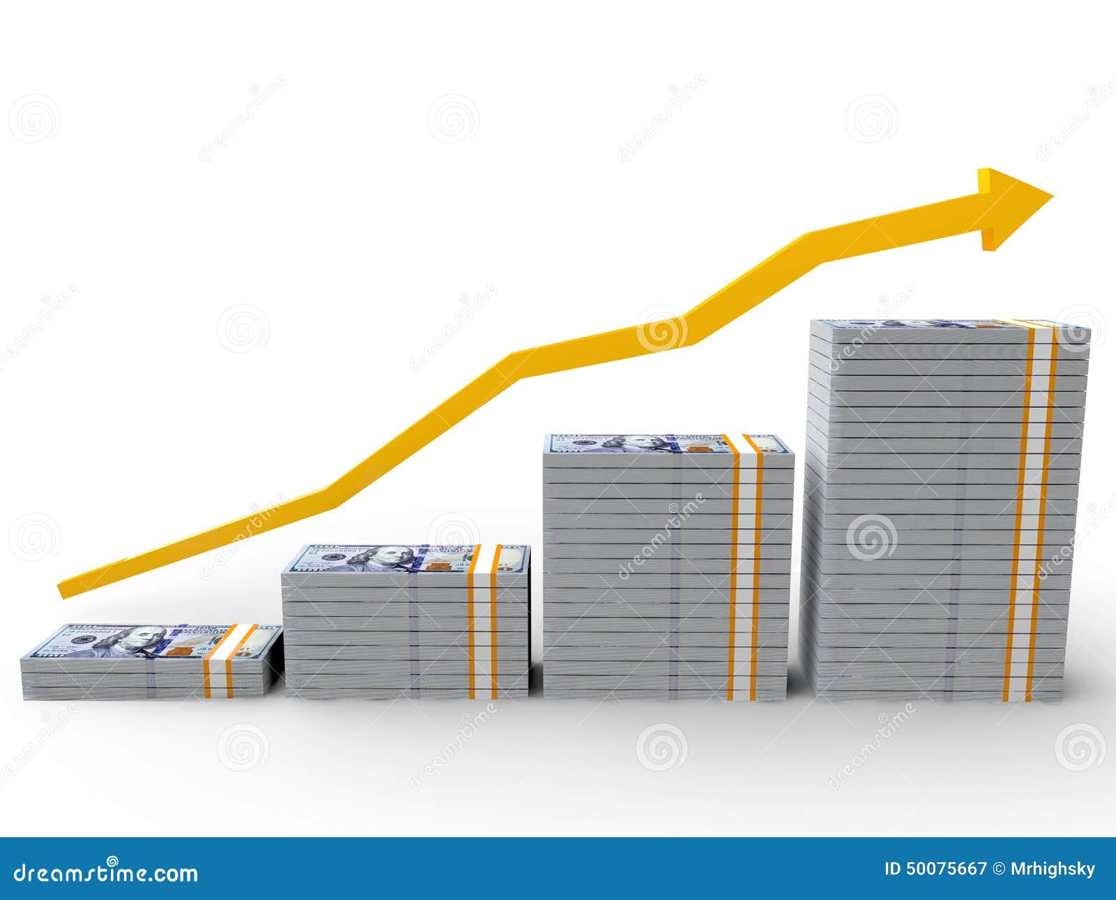 100 Dollar Bills with Rising Arrow Stock Illustration - Illustration of ...