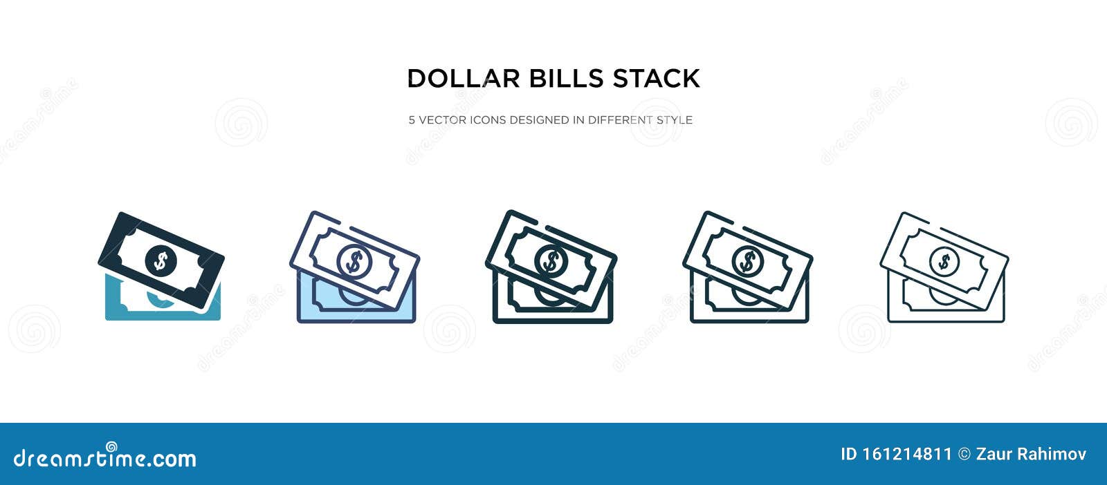 Dollar Bills Stack Icon in Different Style Vector Illustration. Two ...