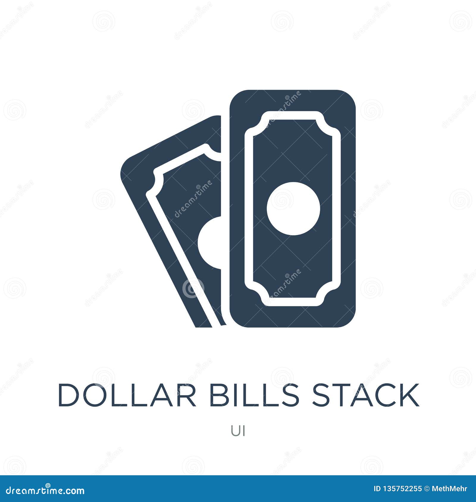 Dollar Bills Stack Icon in Trendy Design Style. Dollar Bills Stack Icon ...