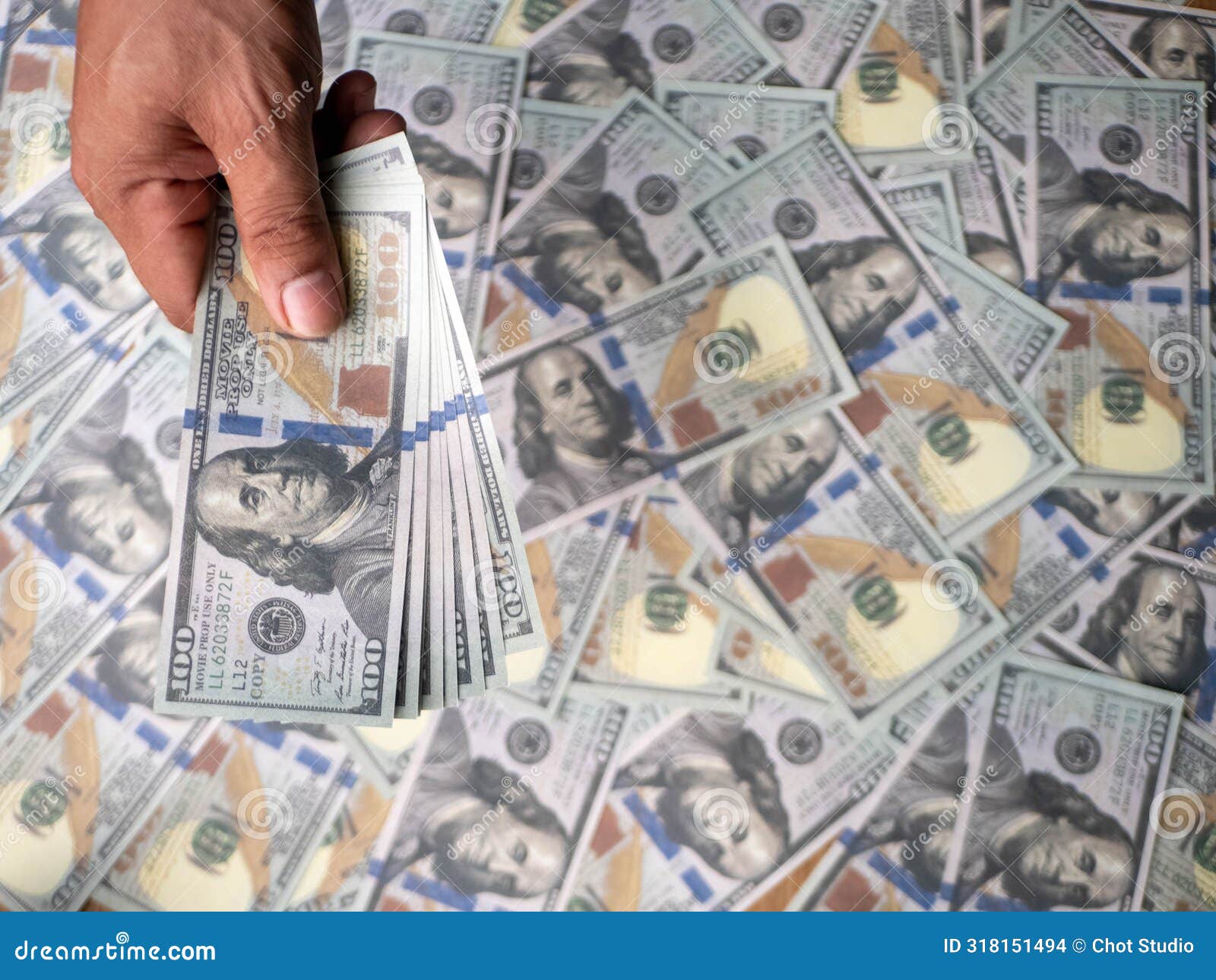 Dollar Bills Stacked on the Floor. Stock Photo - Image of economy ...