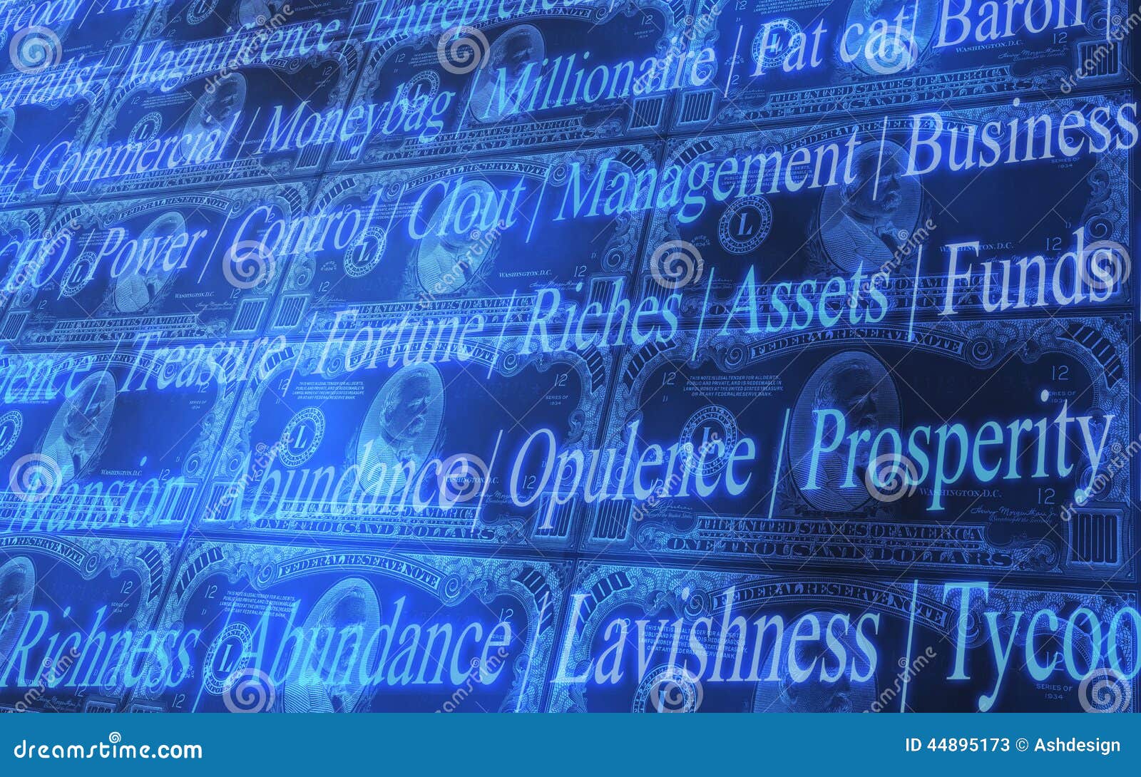 1000 Dollar Bills Stacked Random Words Stock Illustration ...