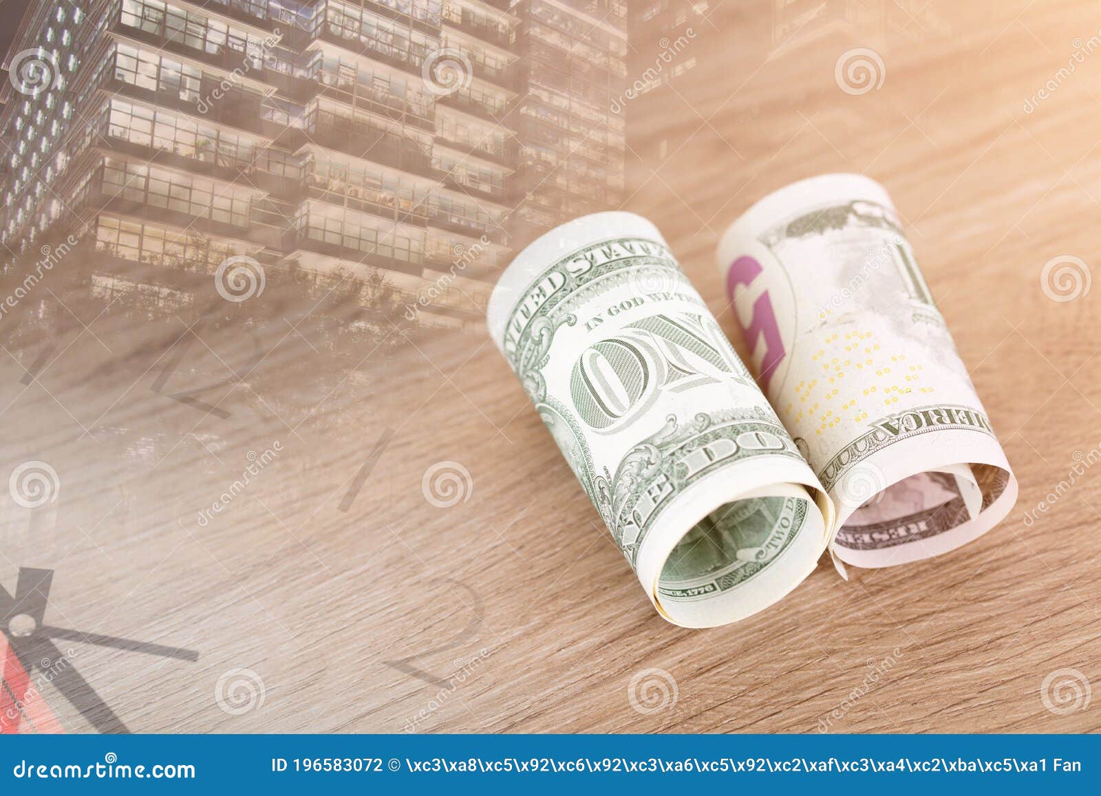 Dollar bills on the table stock photo. Image of money - 196583072