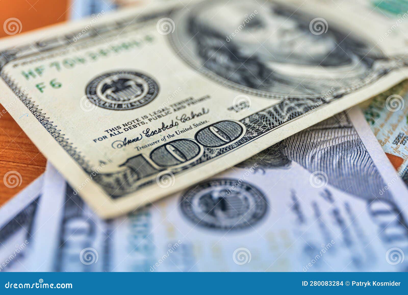 100 Dollar Bills on the Table at Home Stock Photo - Image of financial ...