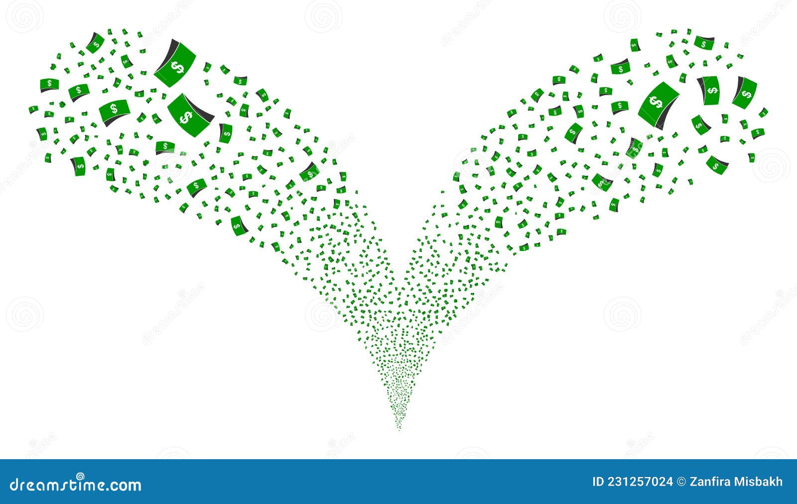 Dollar Bills Twice Firework Fountain Stock Vector - Illustration of ...