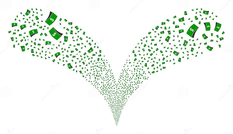 Dollar Bills Twice Firework Fountain Stock Vector - Illustration of ...