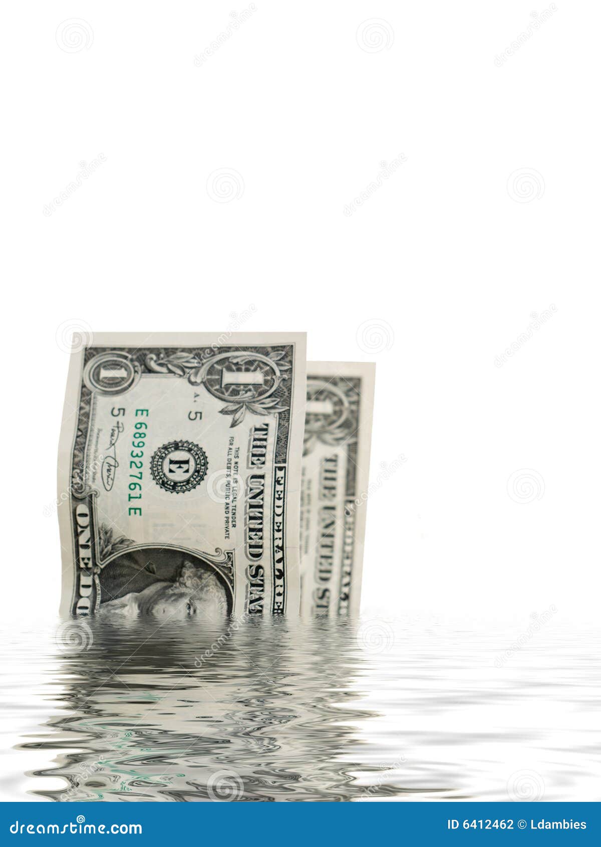 Dollar bills in water stock photo. Image of dollars, business - 6412462