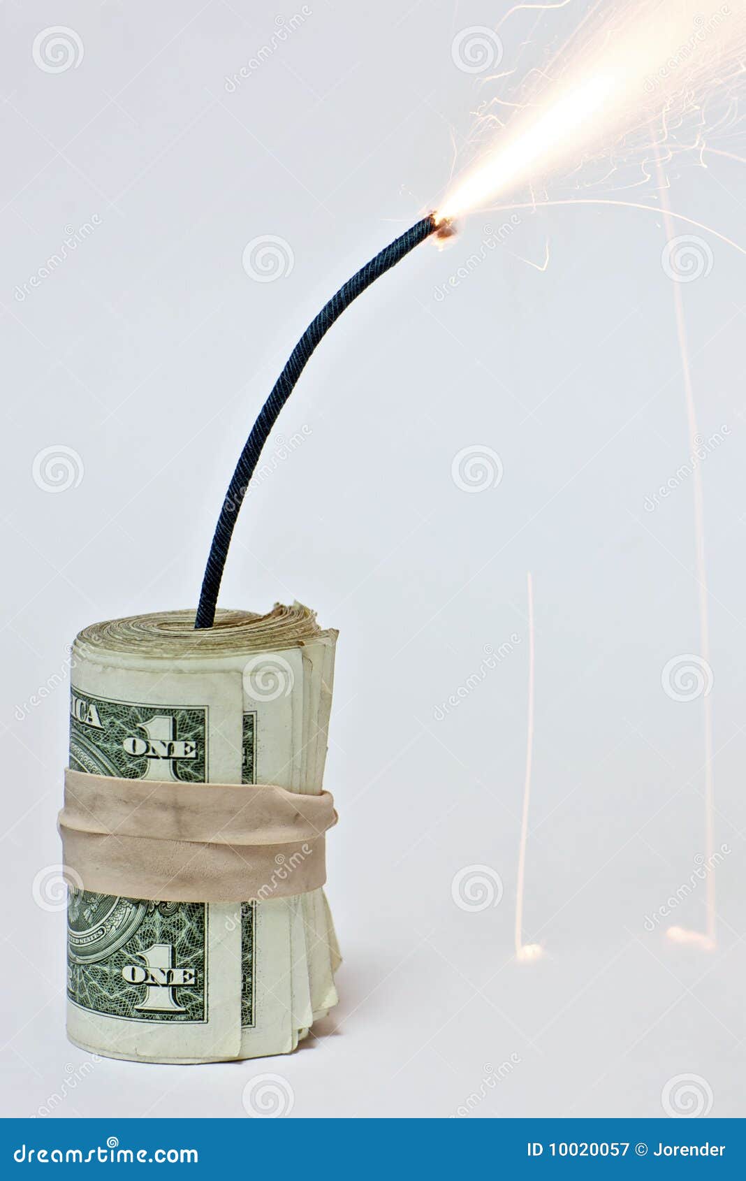 Dollar Bomb White BG Closeup Stock Image - Image of countdown, burning ...