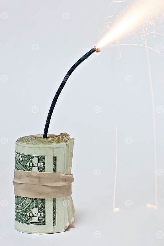Dollar Bomb White BG Closeup Stock Image - Image of countdown, burning ...