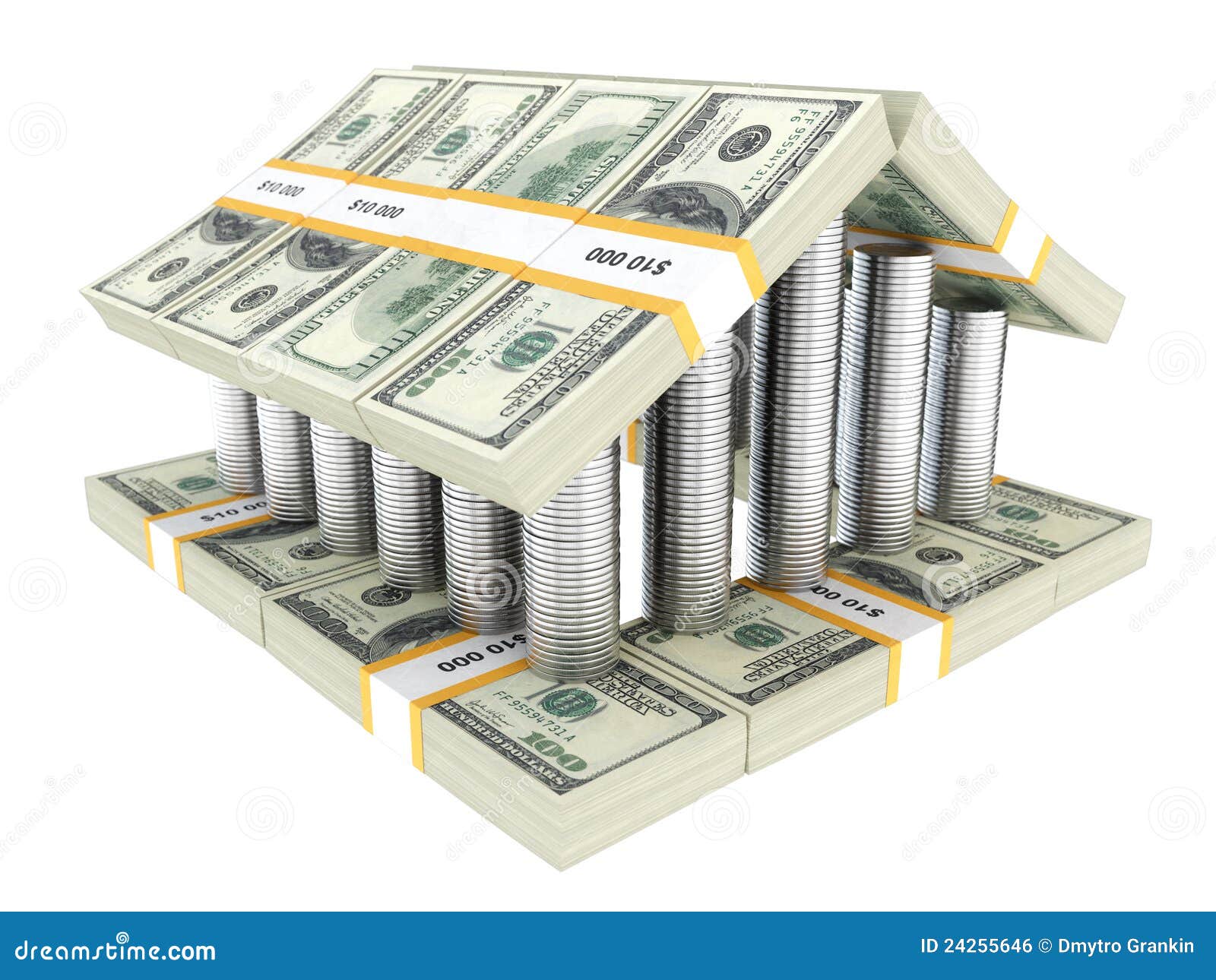 Dollar Building Isolated on White Stock Illustration - Illustration of ...