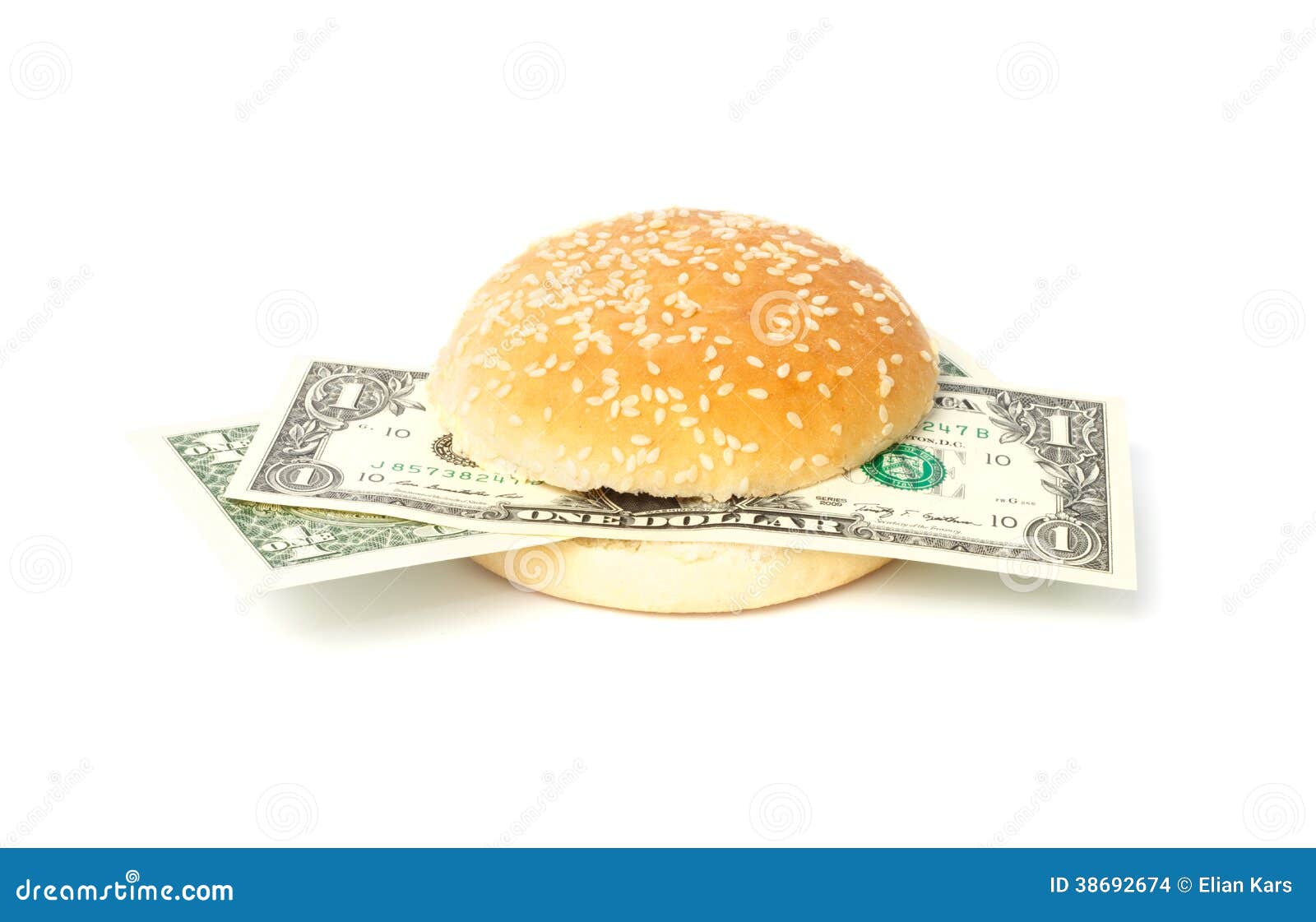 Dollar Burger with Bank Notes Stock Photo - Image of inflation ...