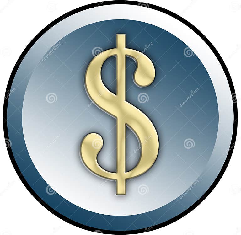 Dollar button stock vector. Illustration of office, abstract - 1140939