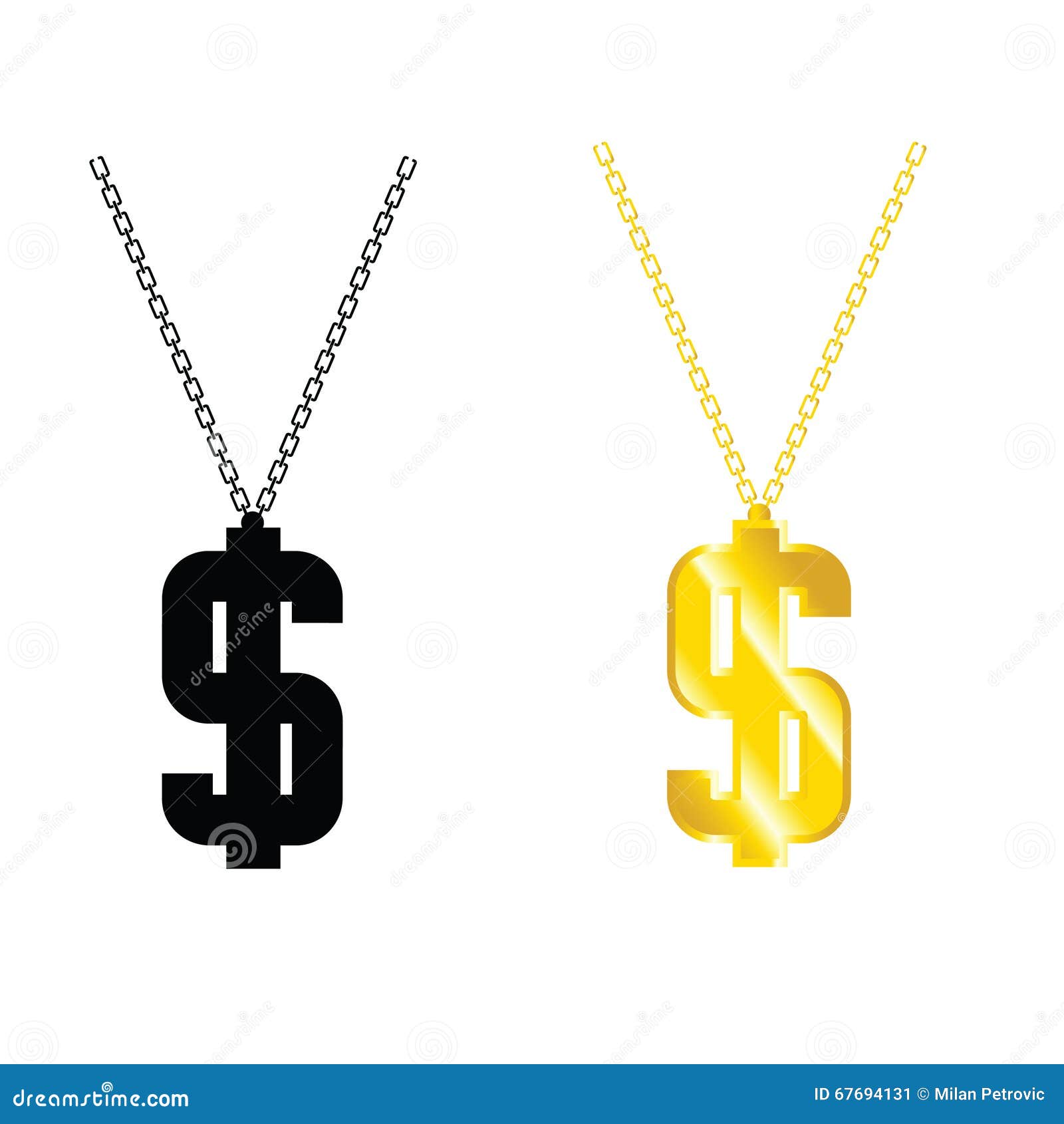 Dollar on Chain Illustration Stock Vector - Illustration of metal, cool ...