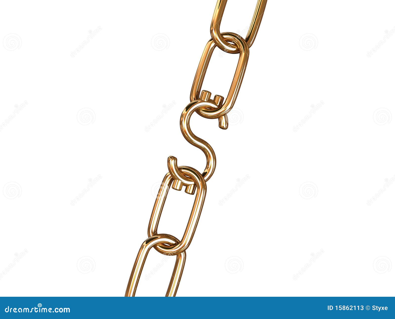 Dollar chain on white stock illustration. Illustration of isolated ...