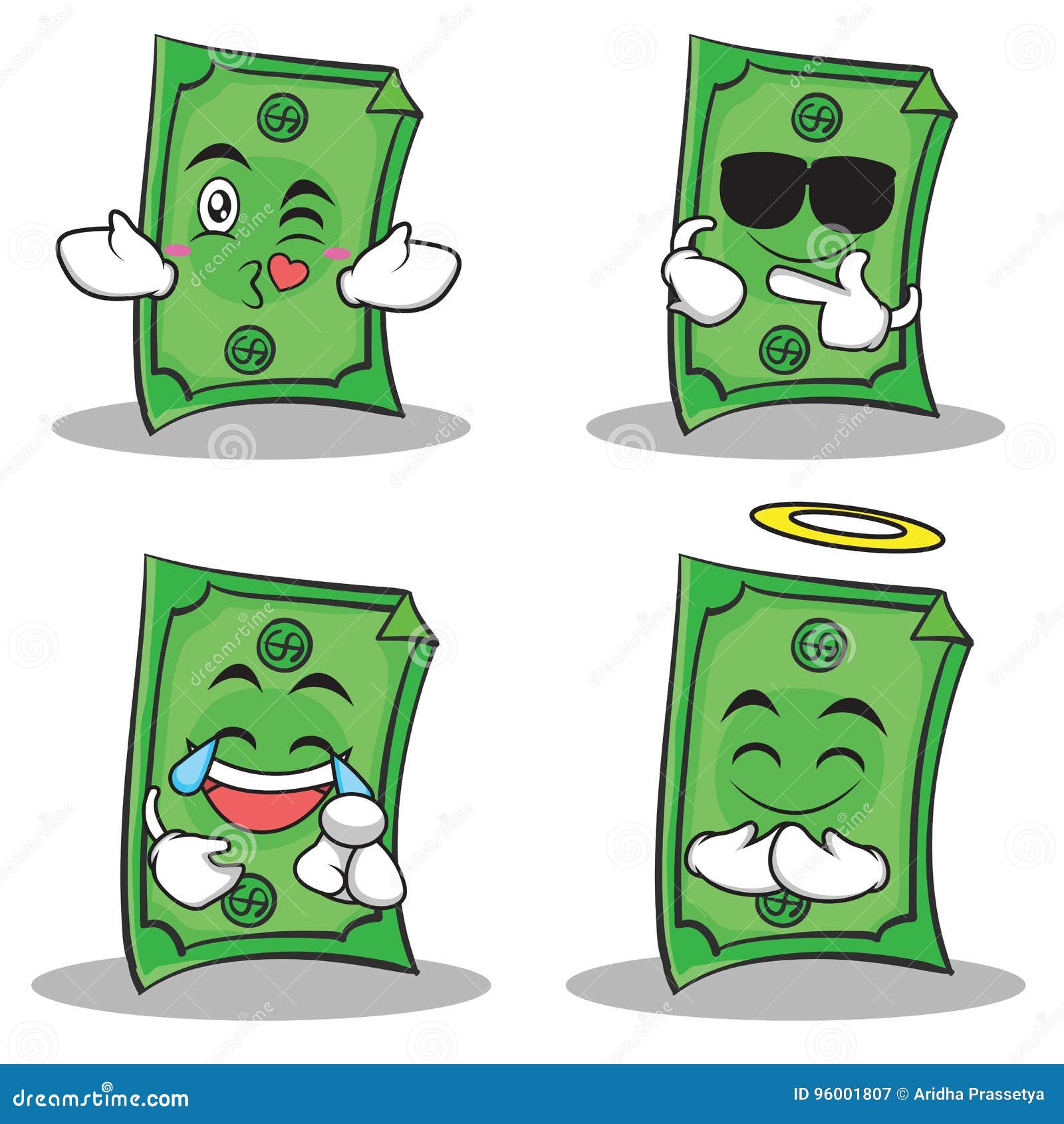 Dollar Character Cartoon Style of Set Stock Vector - Illustration of ...