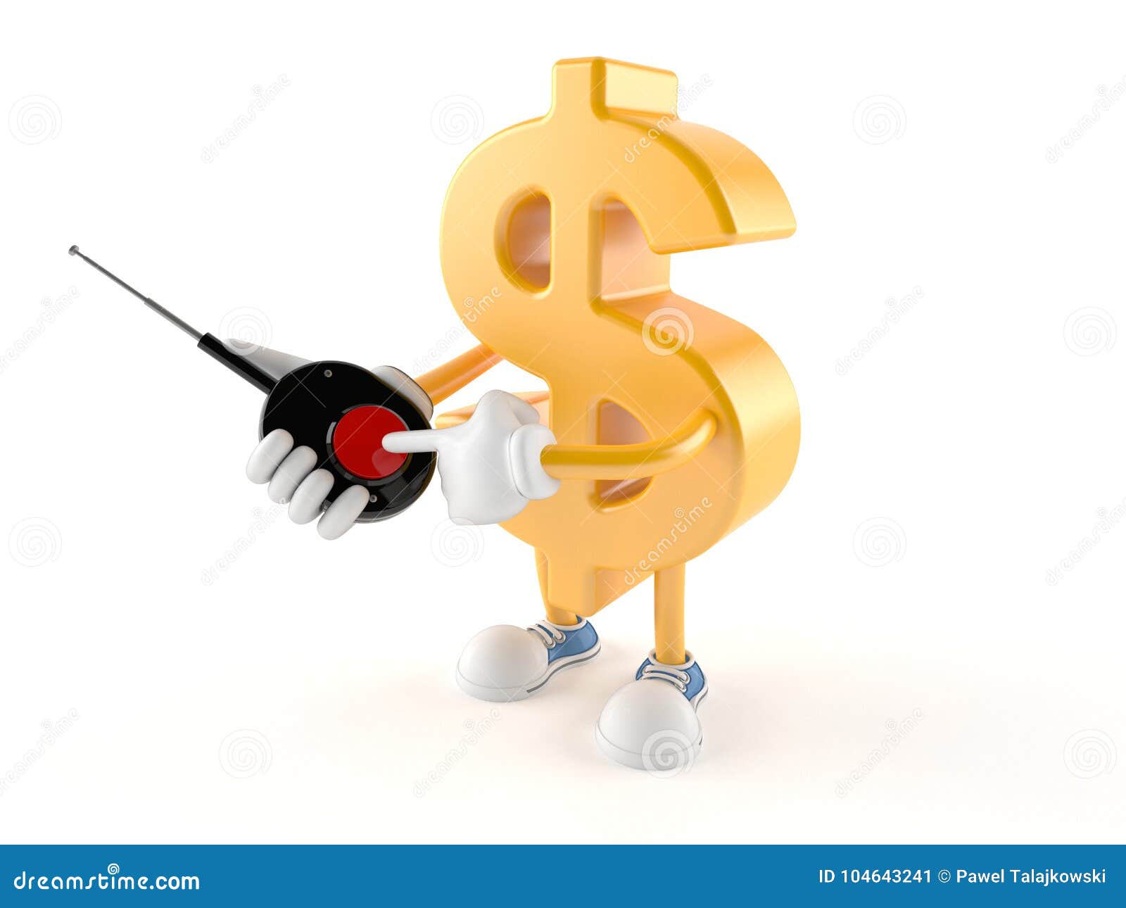 Dollar Character with Remote Push Button Stock Illustration ...