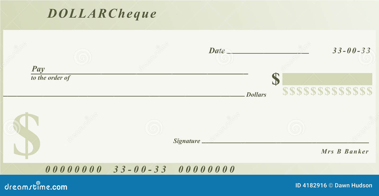 Dollar Cheque Royalty Free Stock Image - Image: 4182916