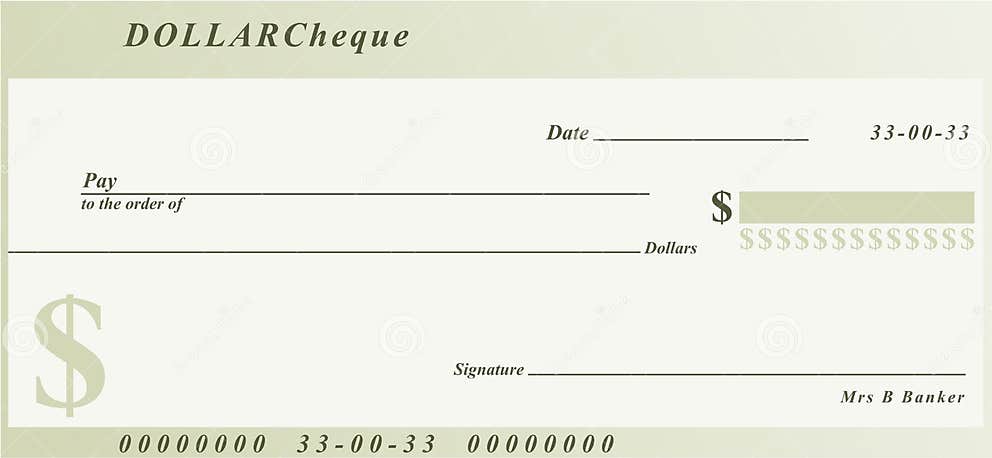 Dollar cheque stock illustration. Illustration of cheque - 4182916