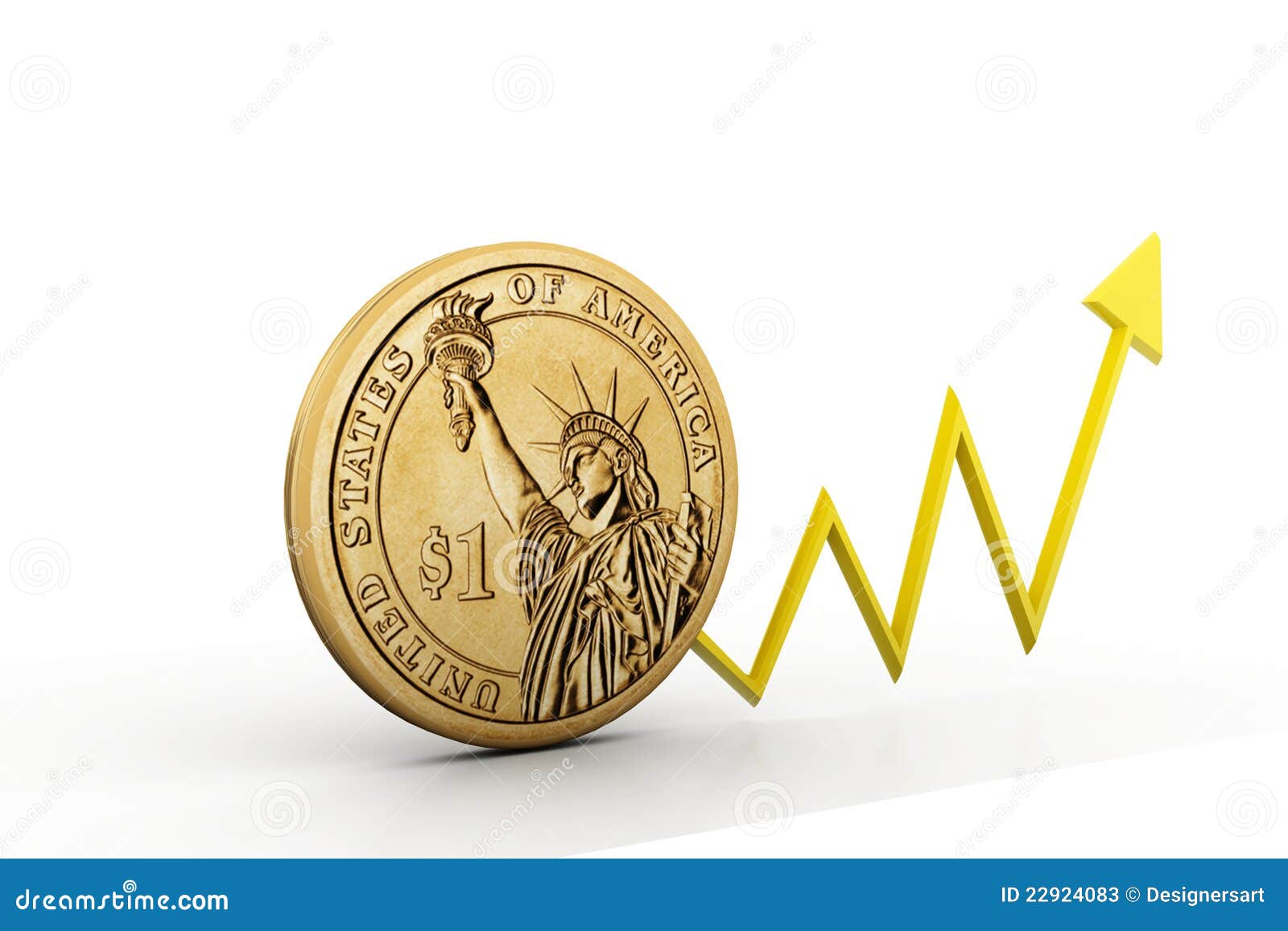 Dollar coin and arrow stock illustration. Illustration of histogram ...