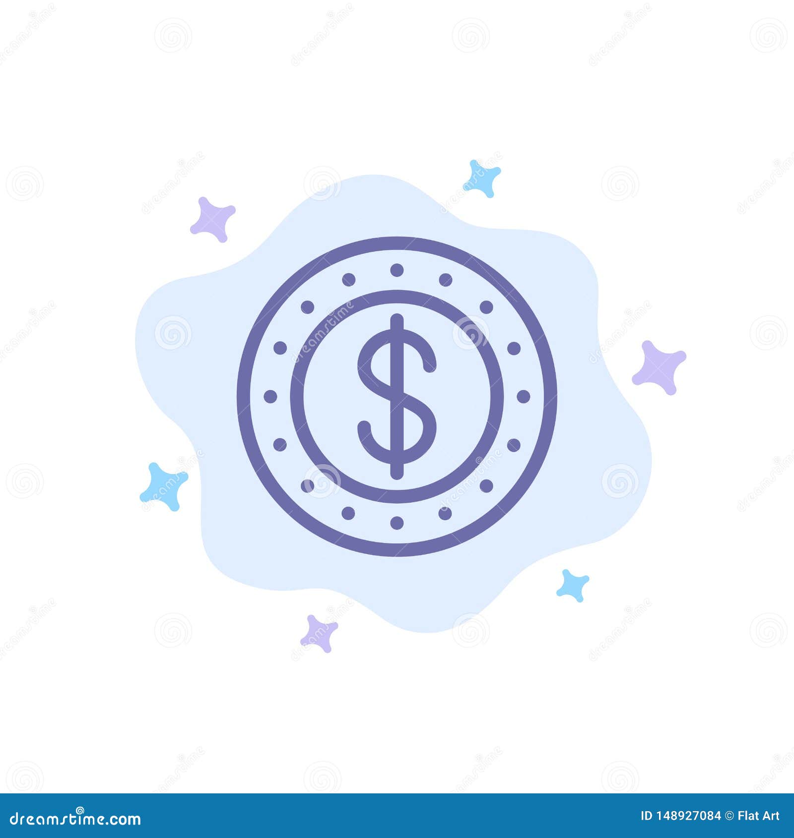 Dollar, Coin, Cash Blue Icon on Abstract Cloud Background Stock Vector ...