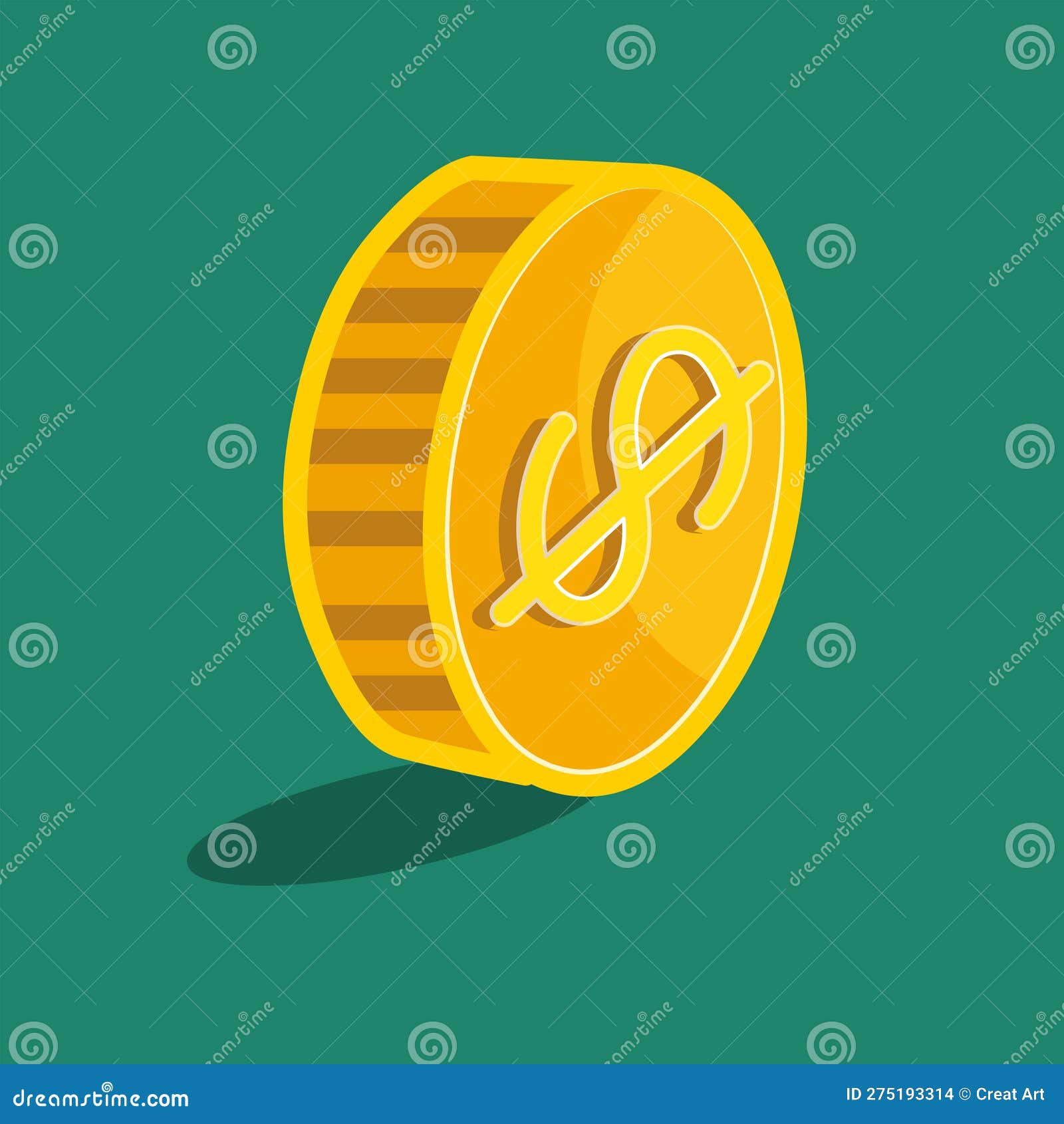 Dollar coin clipart vector stock vector. Illustration of icon - 275193314