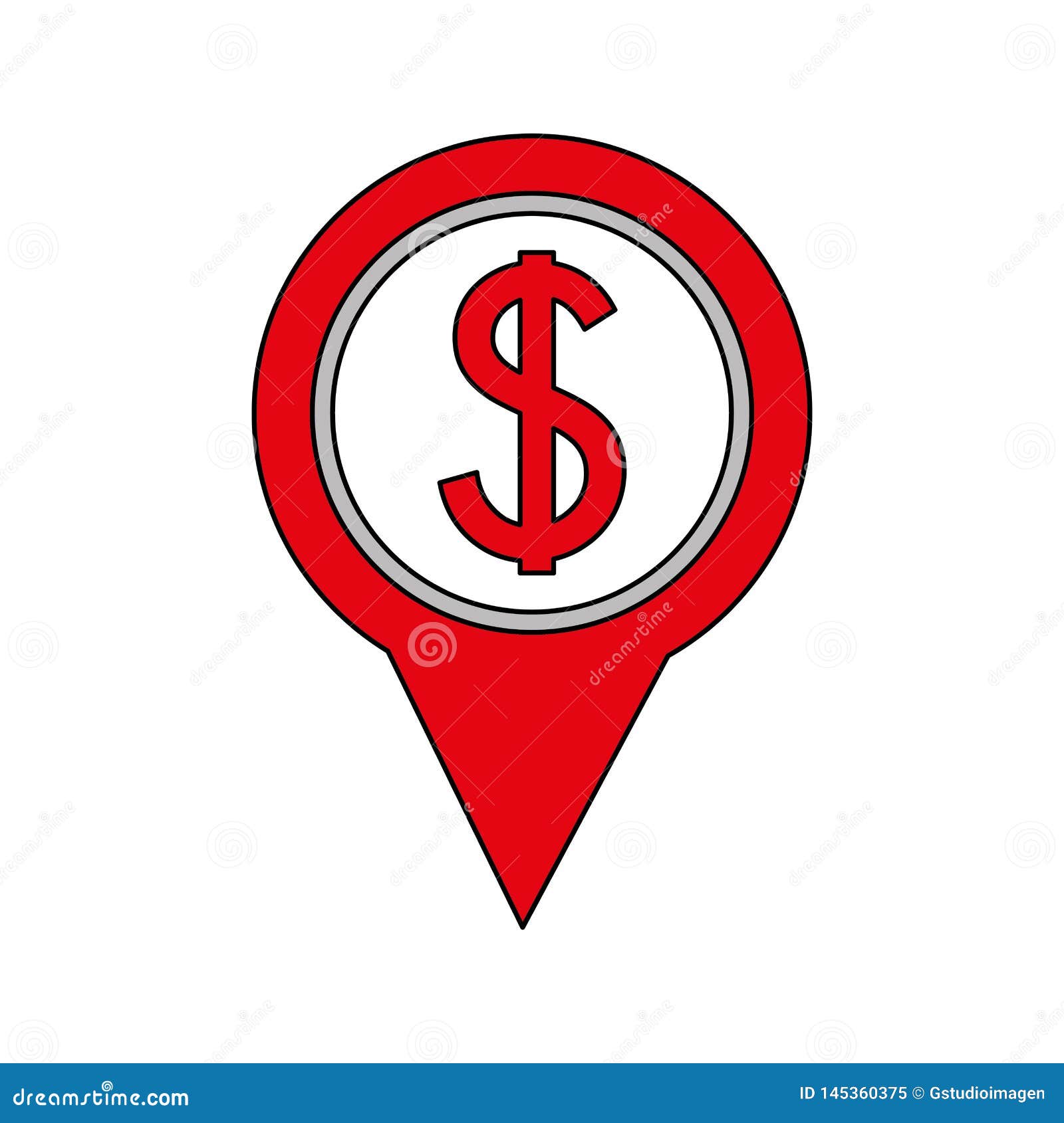 Dollar Coin Currency Money Pointer Location Stock Vector - Illustration ...