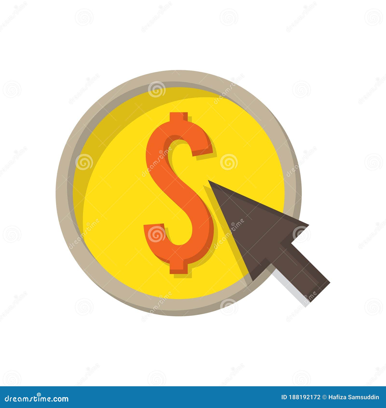 Dollar Coin with Cursor. Vector Illustration Decorative Design Stock ...