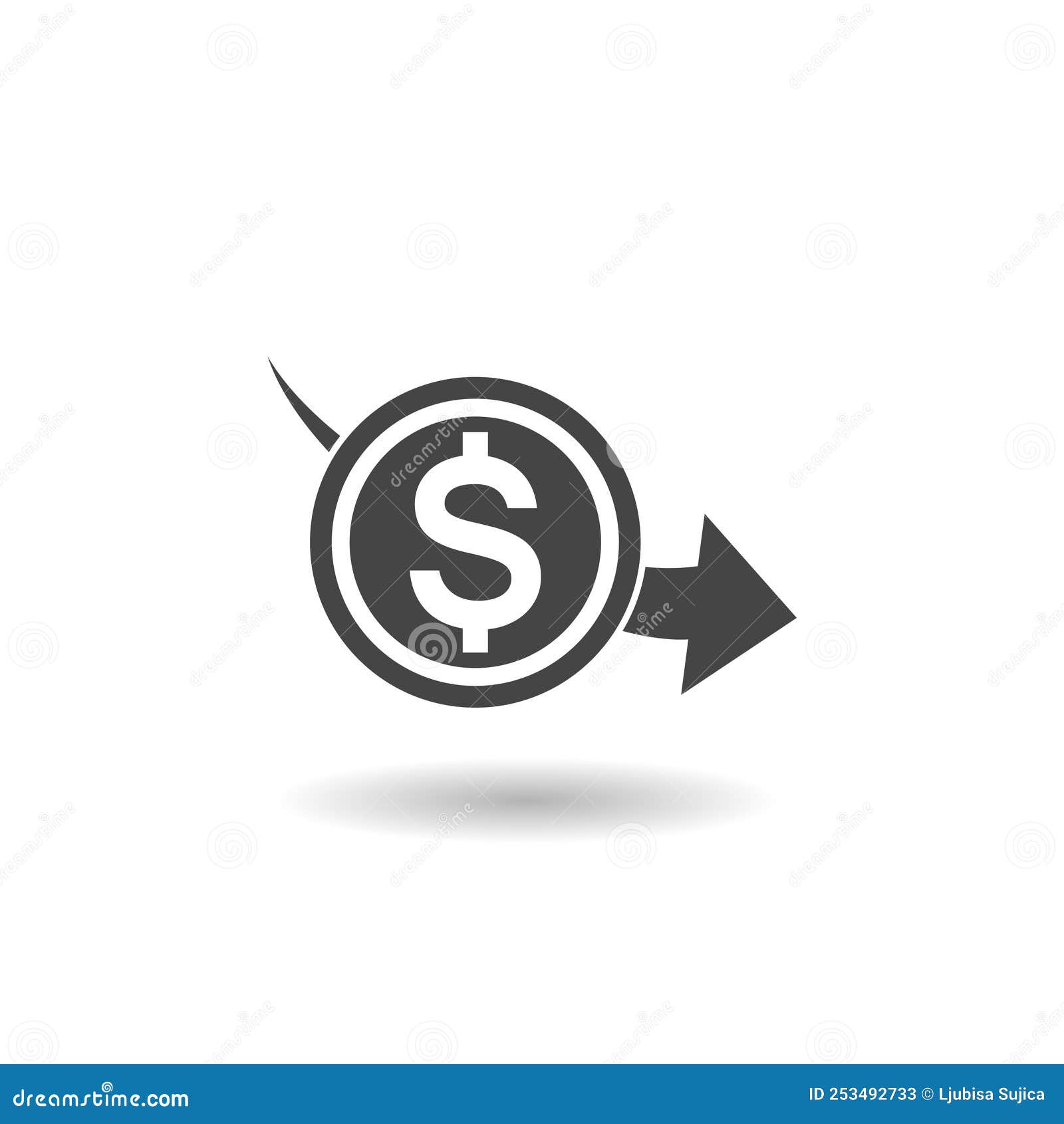 Dollar Coin Falling Down Icon with Shadow Stock Vector - Illustration ...