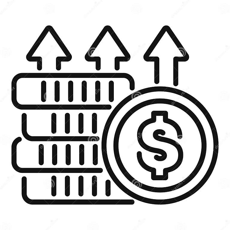 Dollar Coin Increasing Over Stack of Coins Representing Financial ...