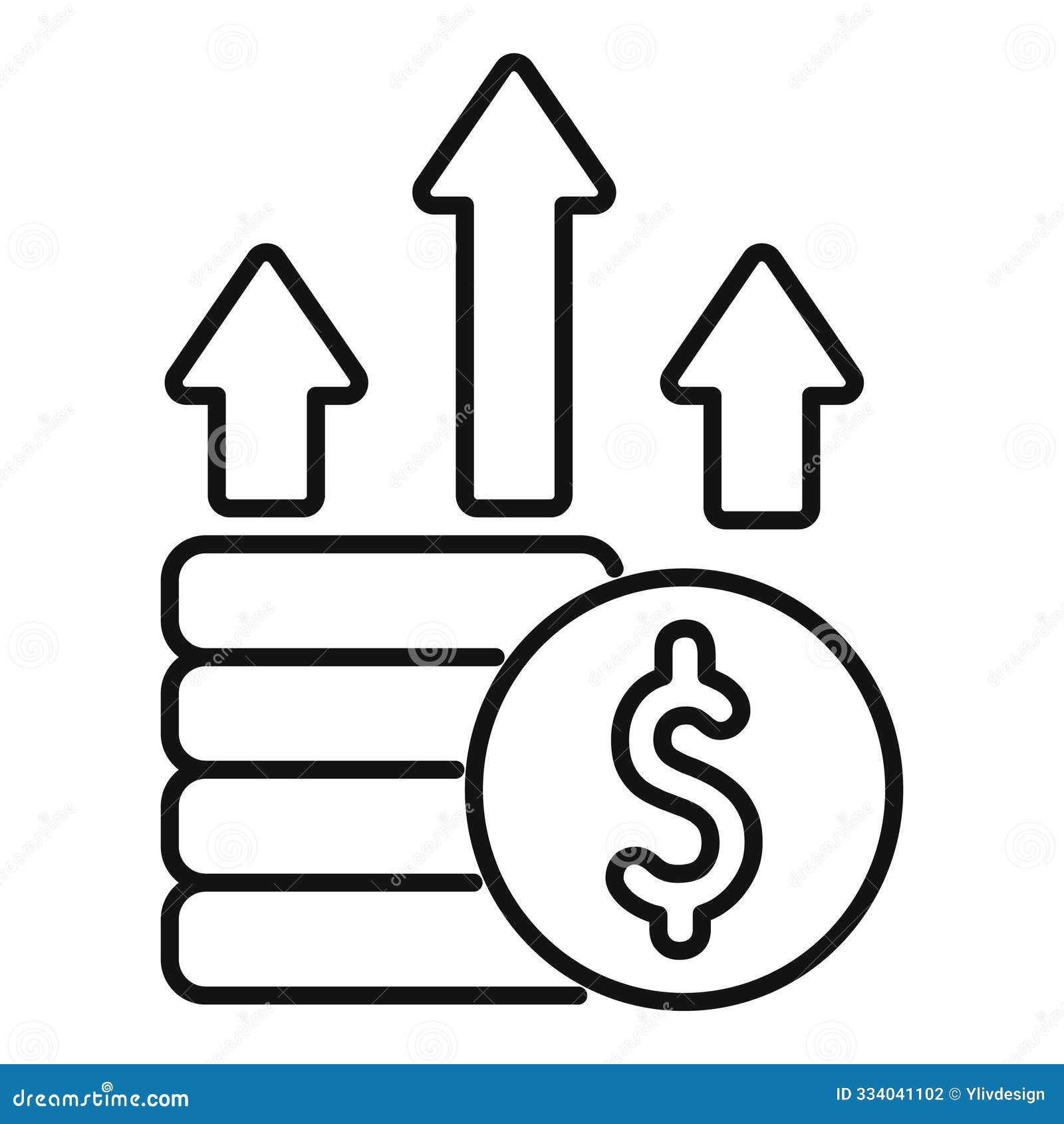 Dollar Coin Increasing in Value with Upward Arrows Stock Illustration ...