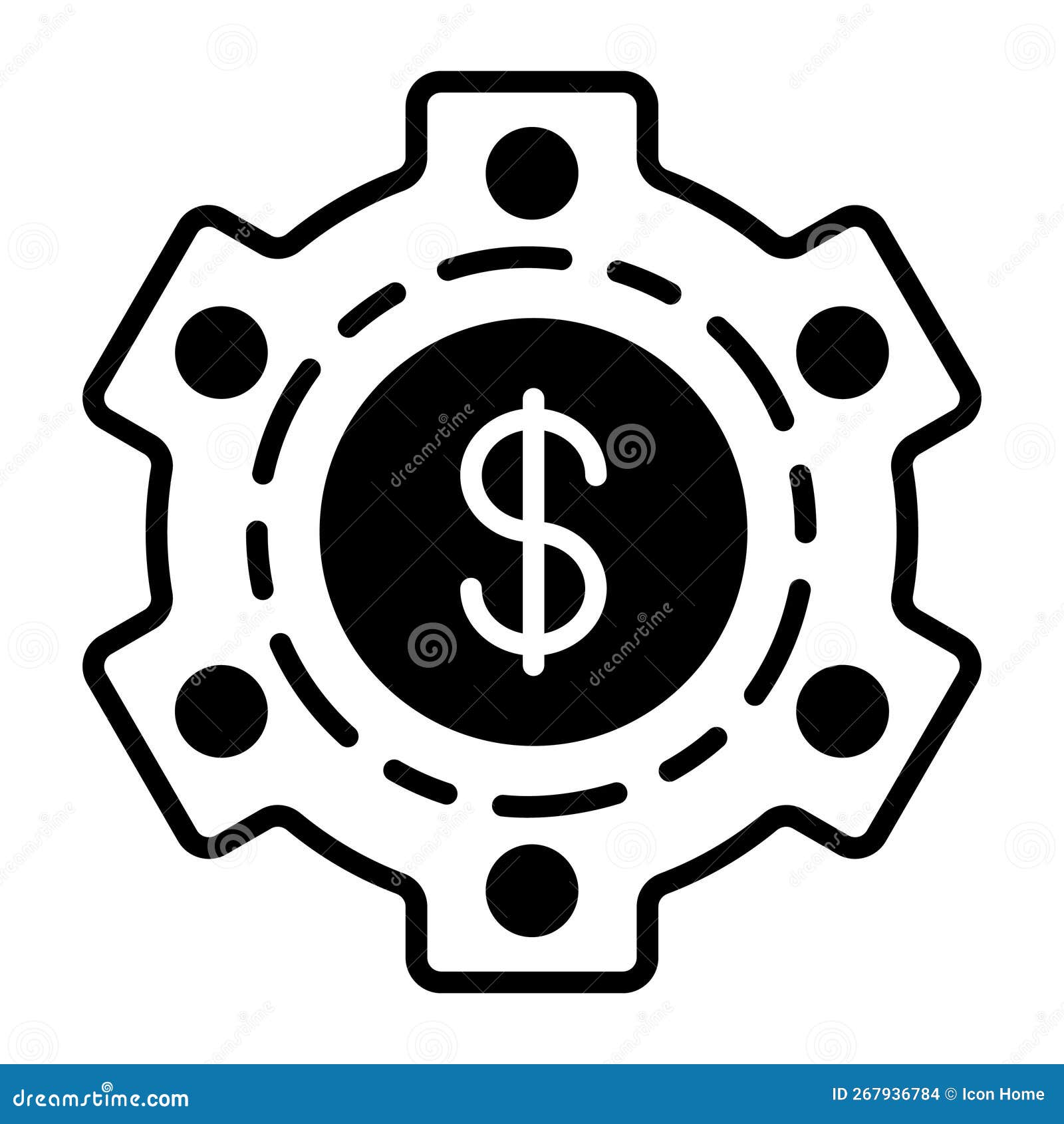 Dollar Coin Inside Gear Icon Money Management Stock Vector ...