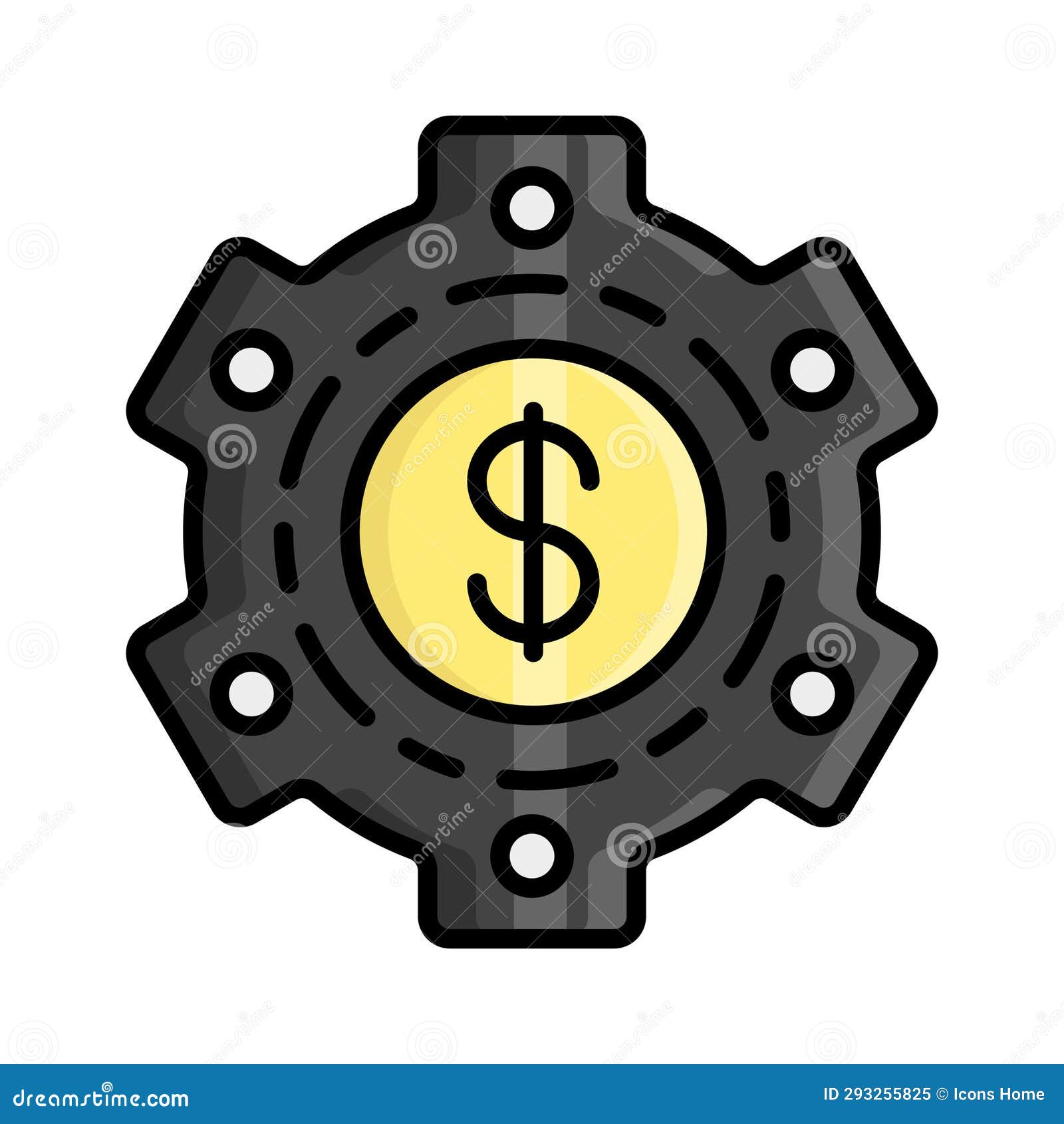 Dollar Coin Inside Gear Icon Money Management Stock Illustration ...