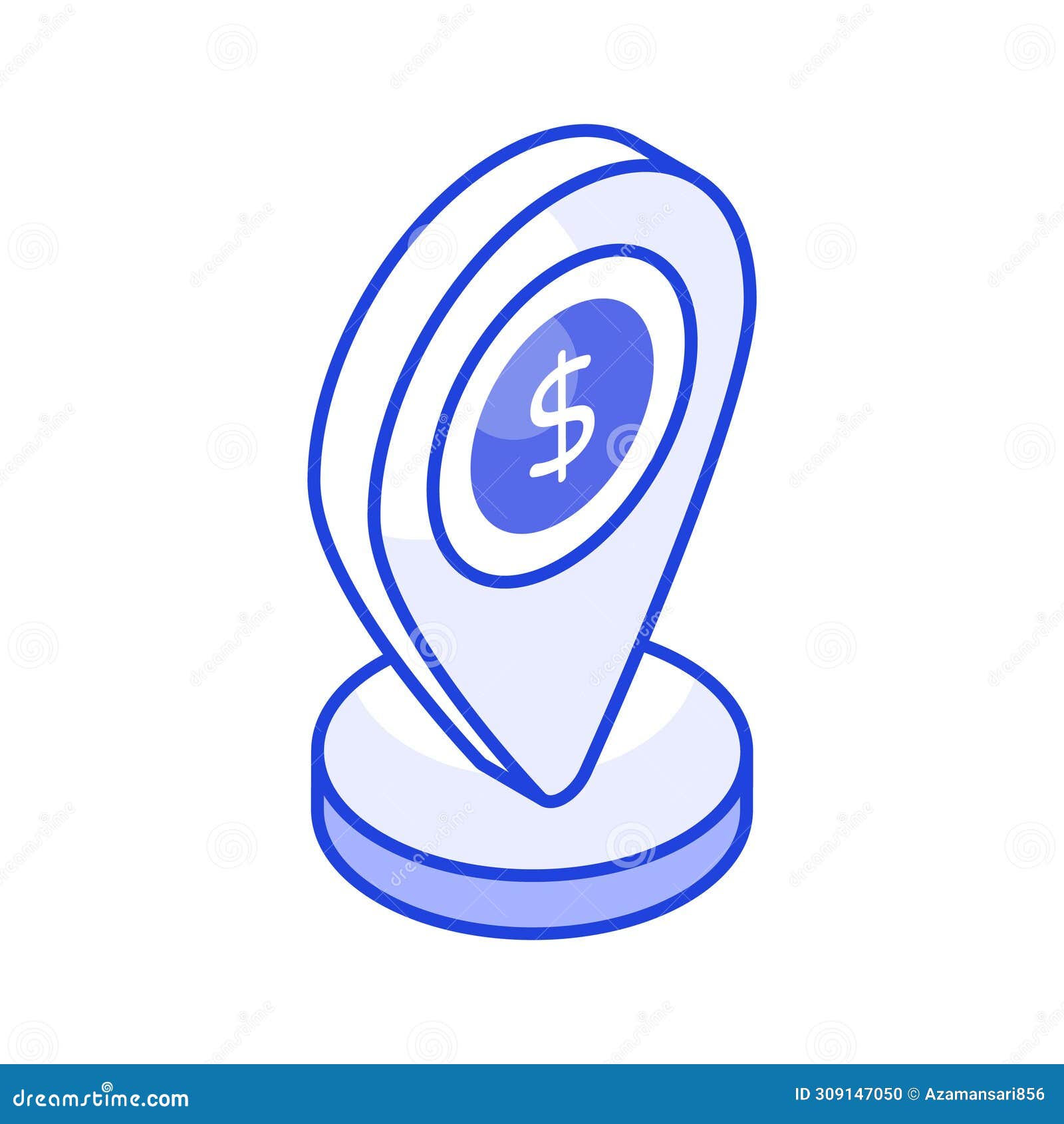 Dollar Coin Inside Location Pin Showing Concept Isometric Vector of ...