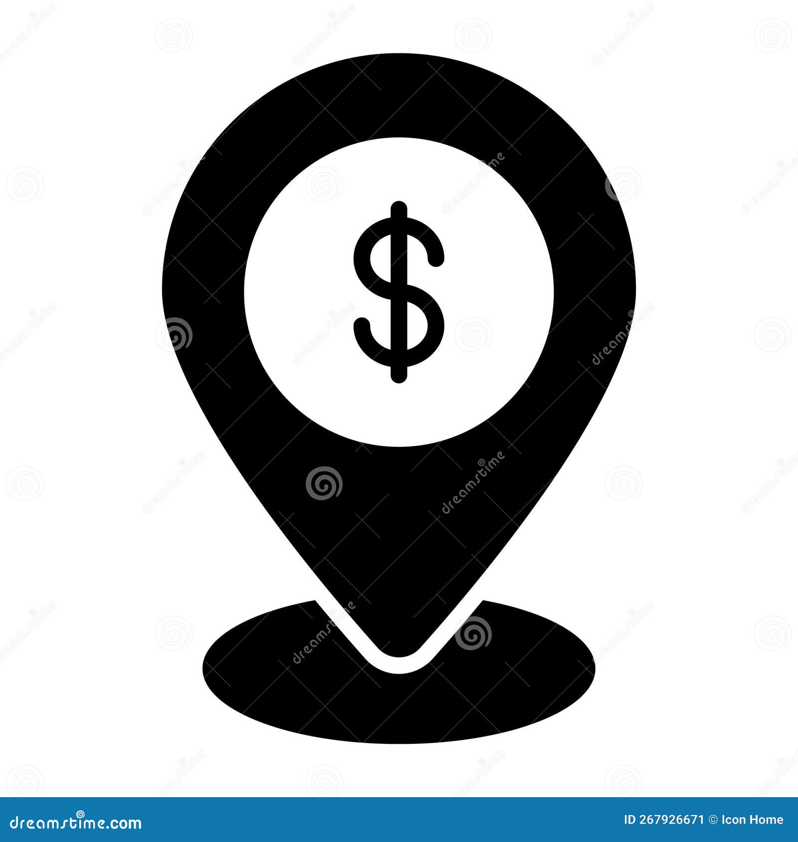 A Dollar Coin Inside Map Pin Concept of Bank Location Stock Vector ...