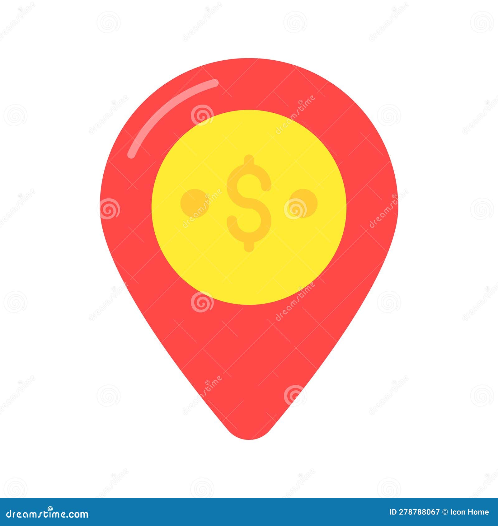 Dollar Coin with Location Pin Showing Concept Vector of Bank Location ...
