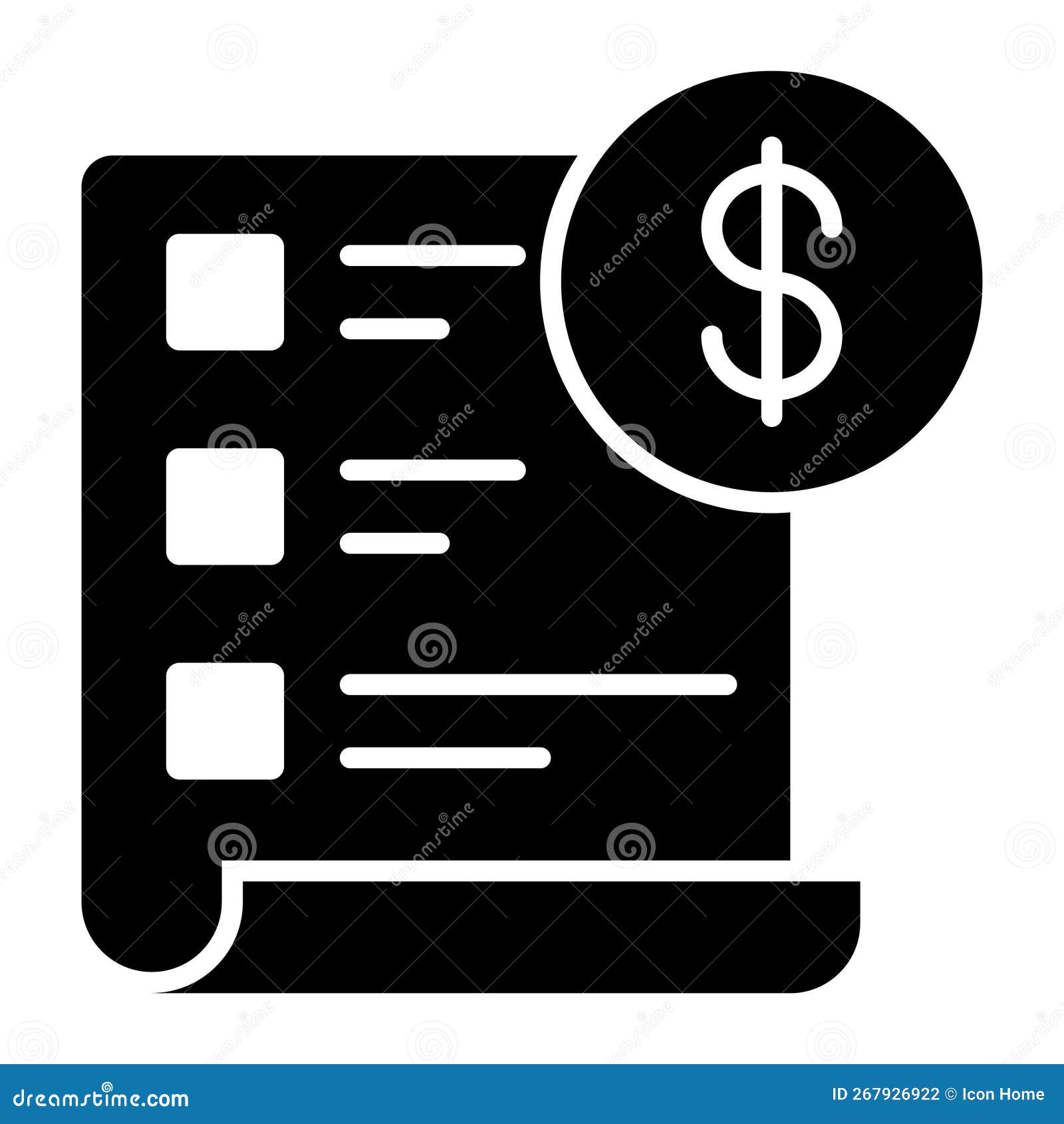 Dollar Coin on Page Concept of Invoice Vector Icon Stock Vector ...