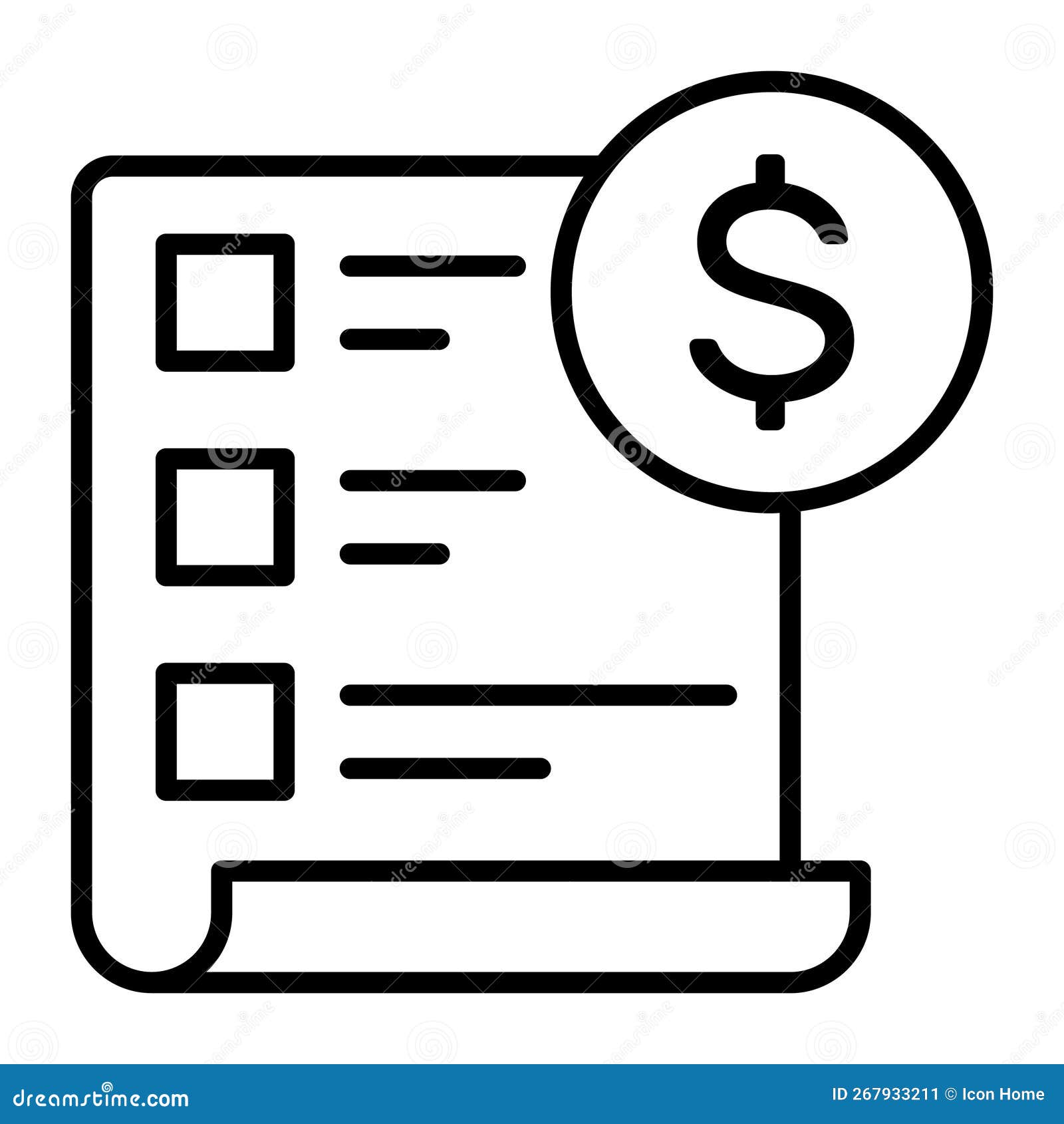 Dollar Coin on Page Concept of Invoice Vector Icon Stock Vector ...