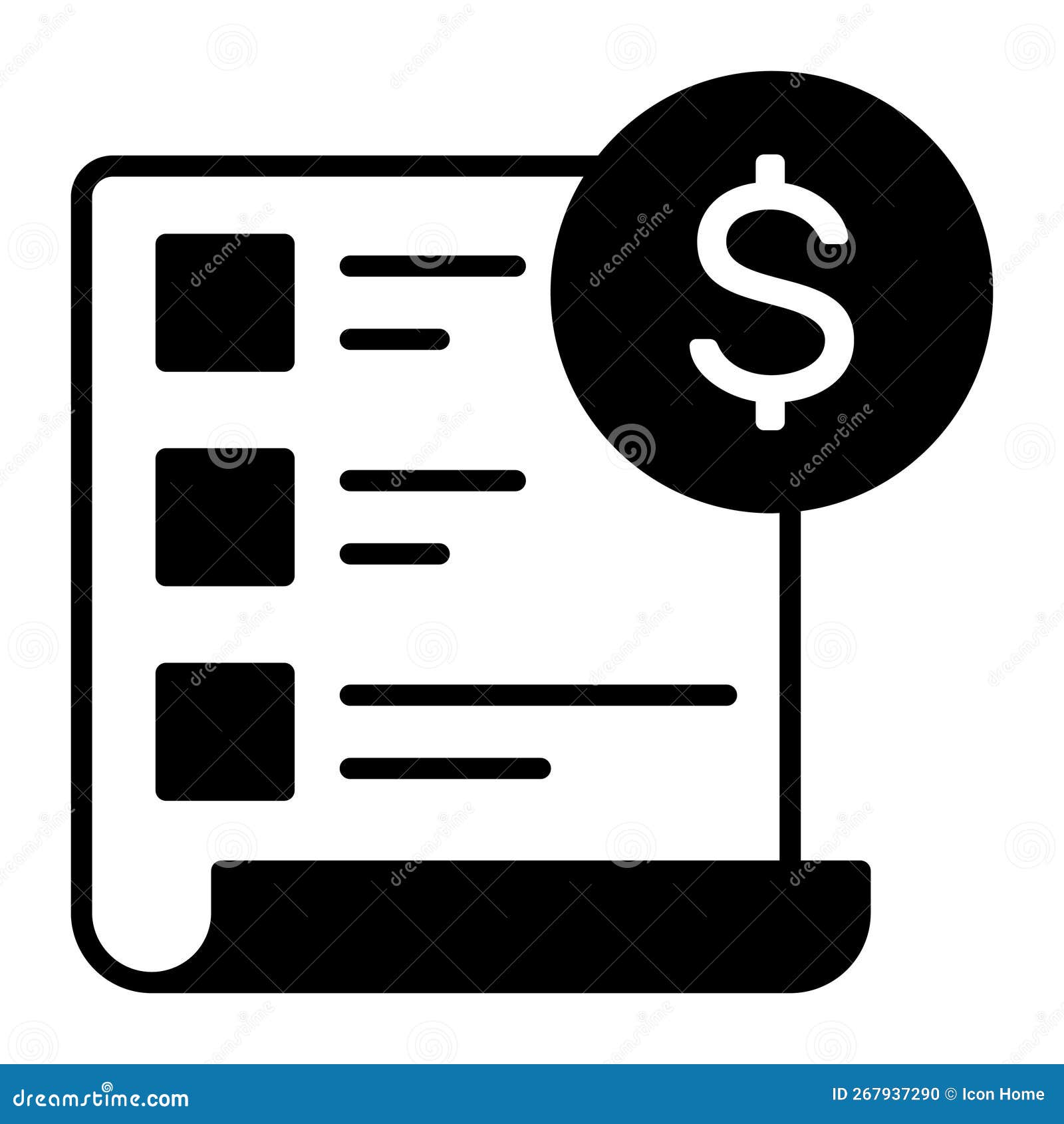 Dollar Coin on Page Concept of Invoice Vector Icon Stock Vector ...