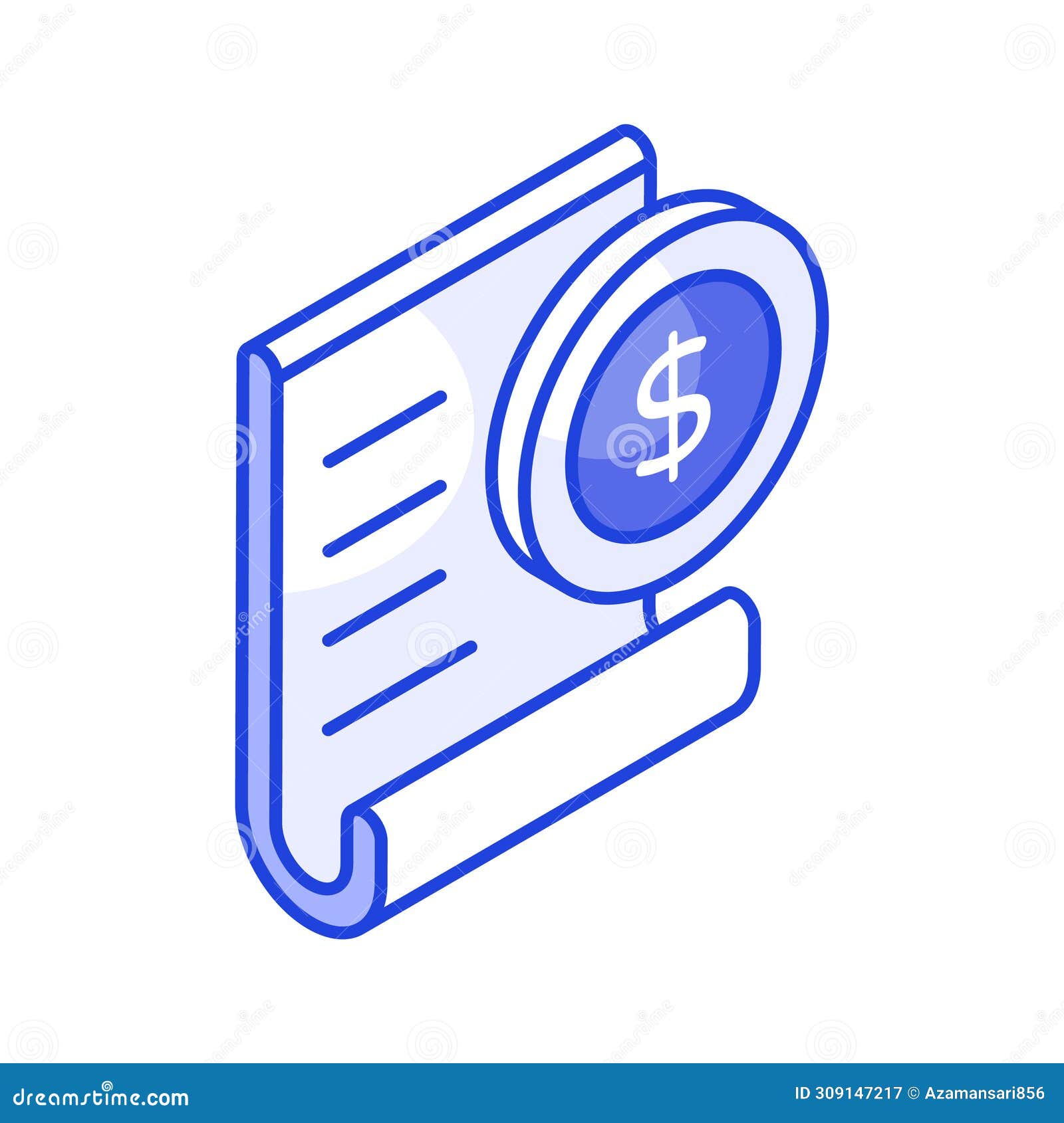 Dollar Coin with Page Denoting Concept Icon of Receipt, Bill Isometric ...