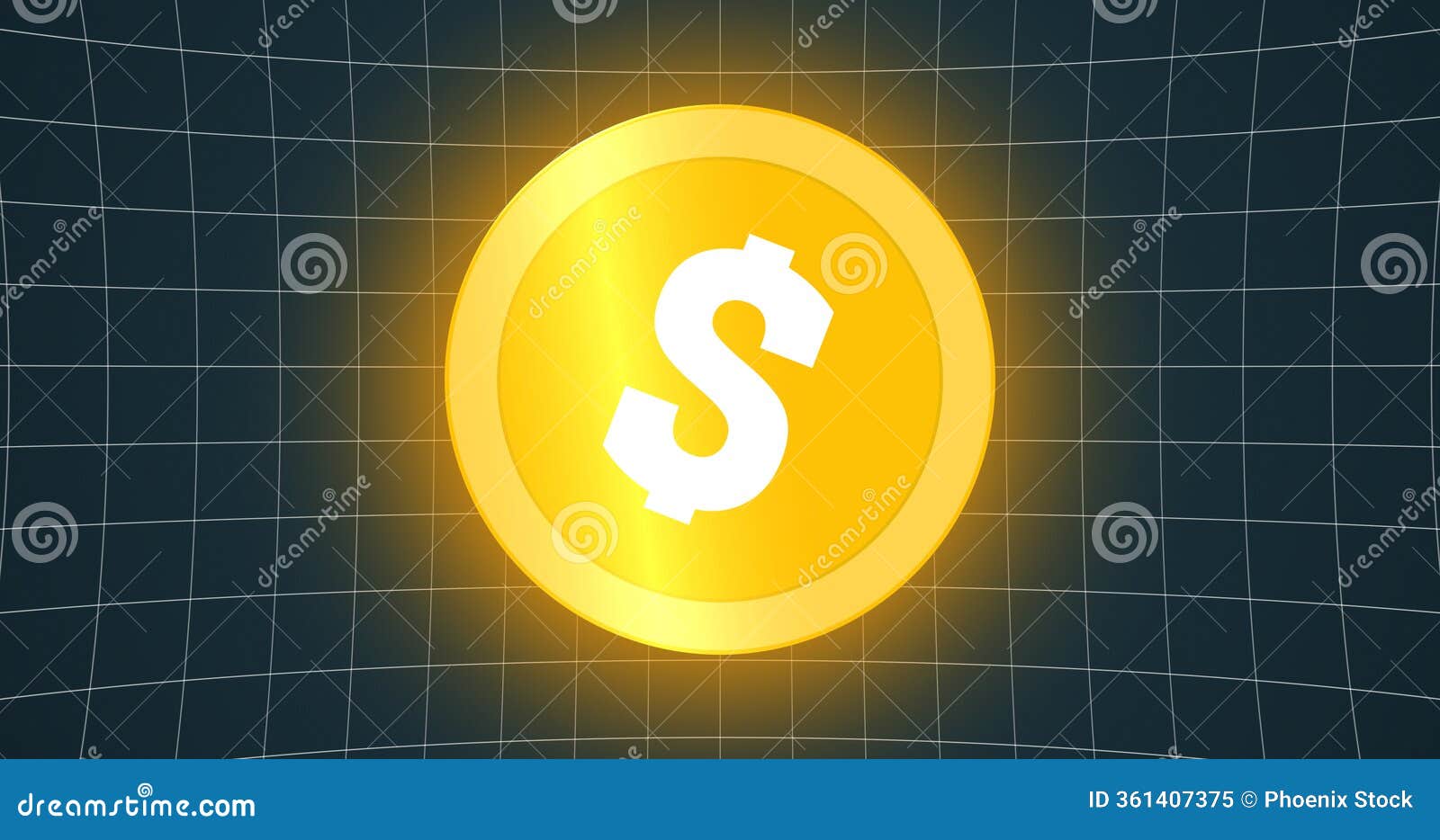 Dollar Coin Sign Moving Up and Down Grid Background. Stock Image ...