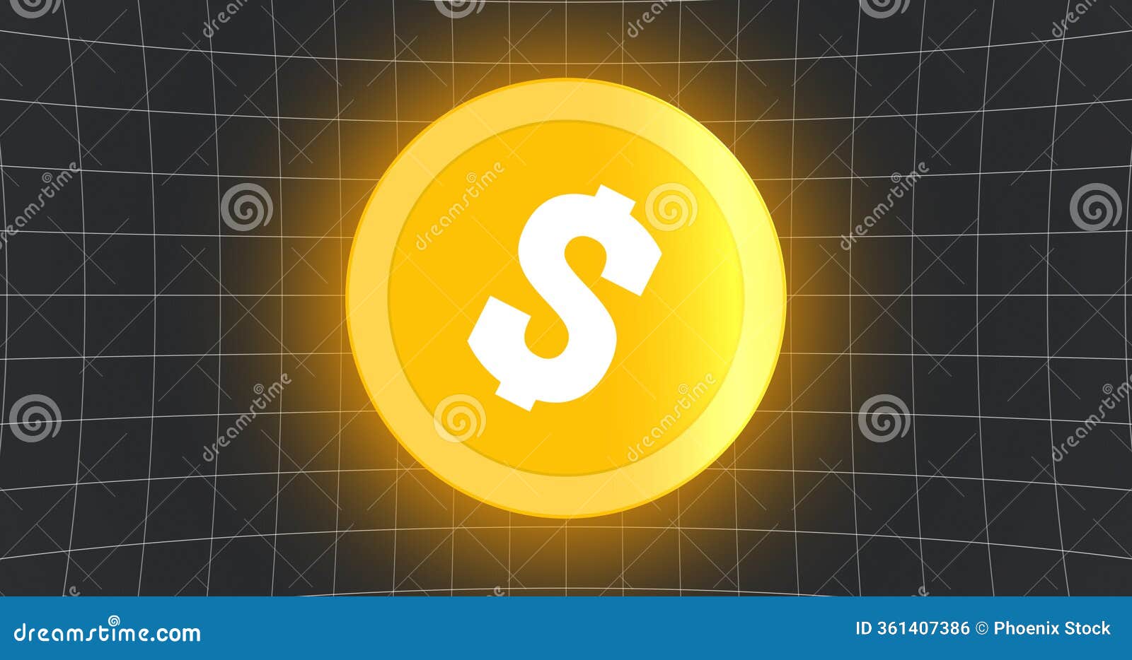 Dollar Coin Sign Moving Up and Down Grid Background. Stock Photo ...