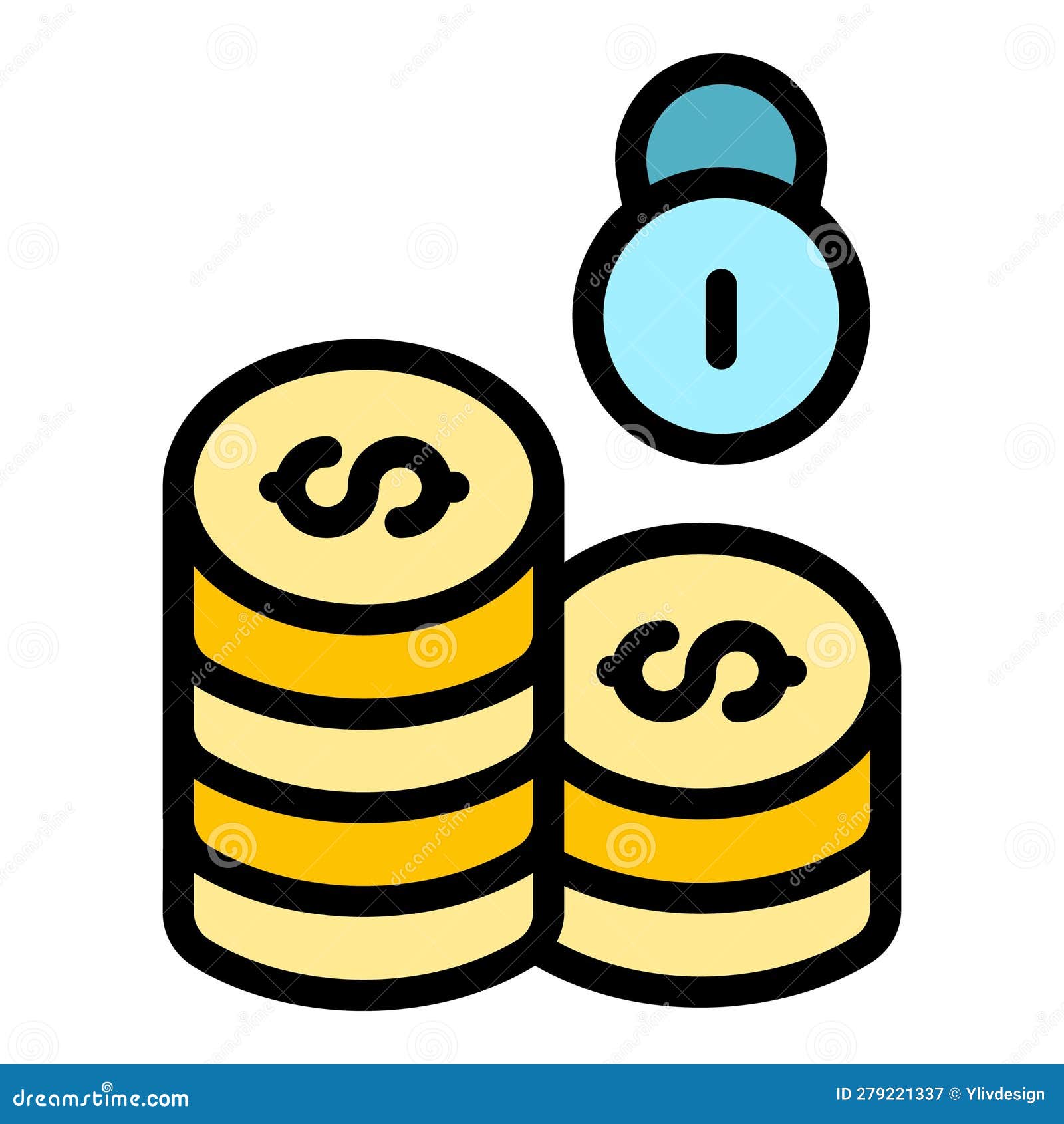 Dollar Coin Stack Icon Vector Flat Stock Vector - Illustration of period, percentage: 279221337