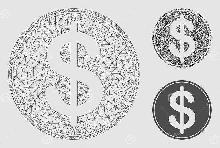 Dollar Coin Vector Mesh 2D Model and Triangle Mosaic Icon Stock Vector ...