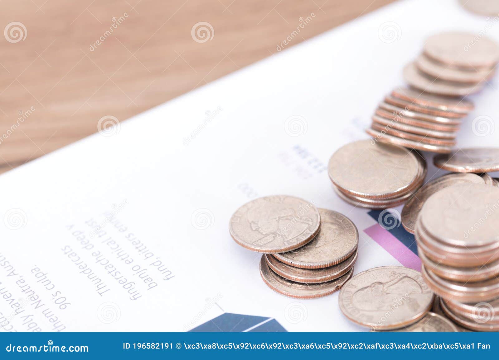 Dollar coins on the chart stock image. Image of finance - 196582191