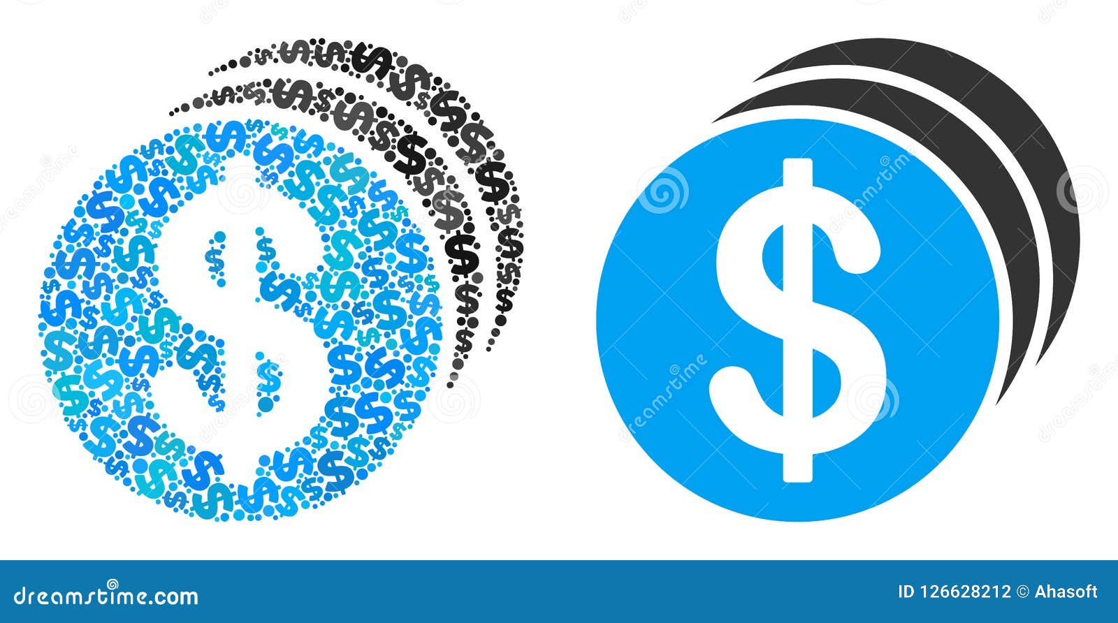 Dollar Coins Collage of Dollars Stock Vector - Illustration of american ...