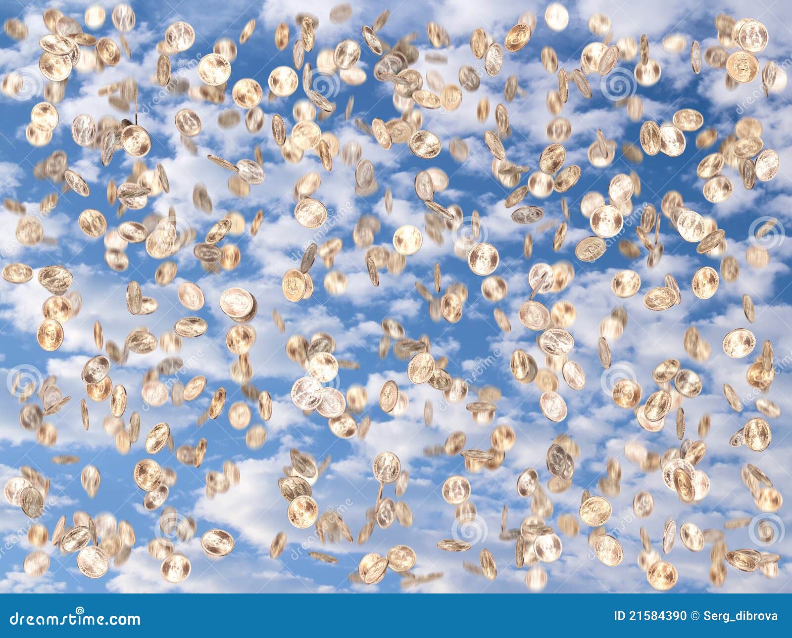 Dollar coins falling stock illustration. Illustration of gold - 21584390