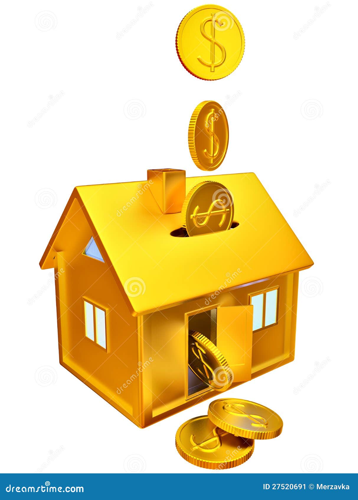 Dollar Coins Falling Down To the Money Box Stock Illustration ...