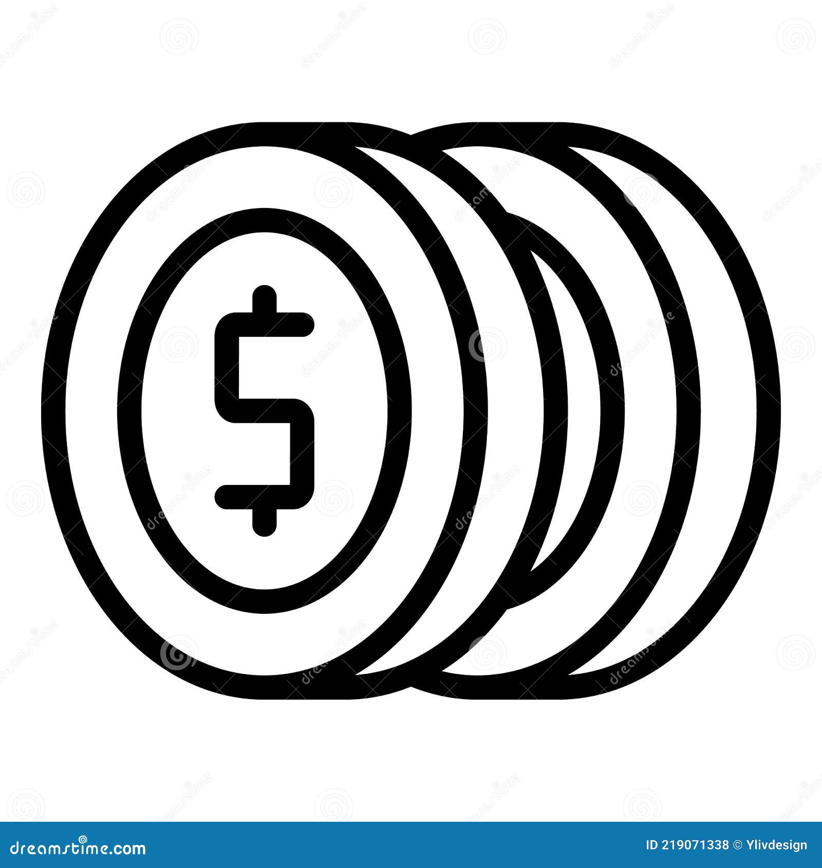 Dollar Coins Icon, Outline Style Stock Vector - Illustration of line ...