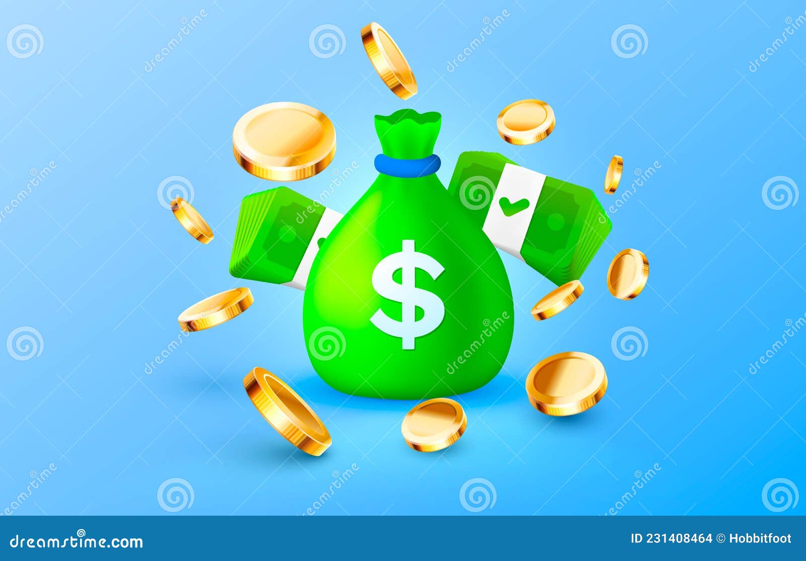 Dollar Coins Stack, Golden Package, Icon Save. Vector Stock Vector ...